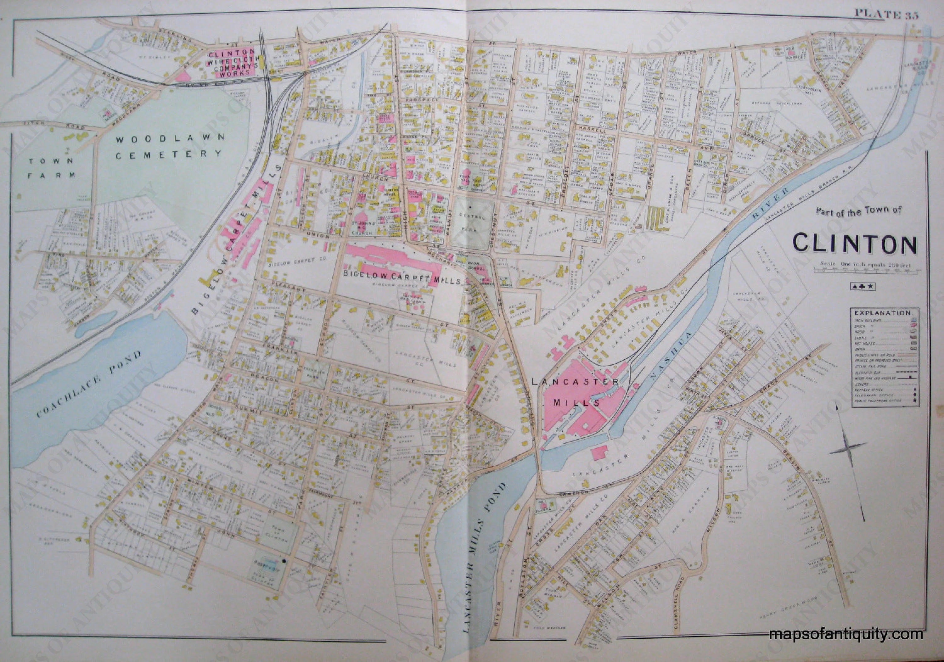 1898 - Part of the Town of Clinton Plate 35 (MA) - Antique Map – Maps ...