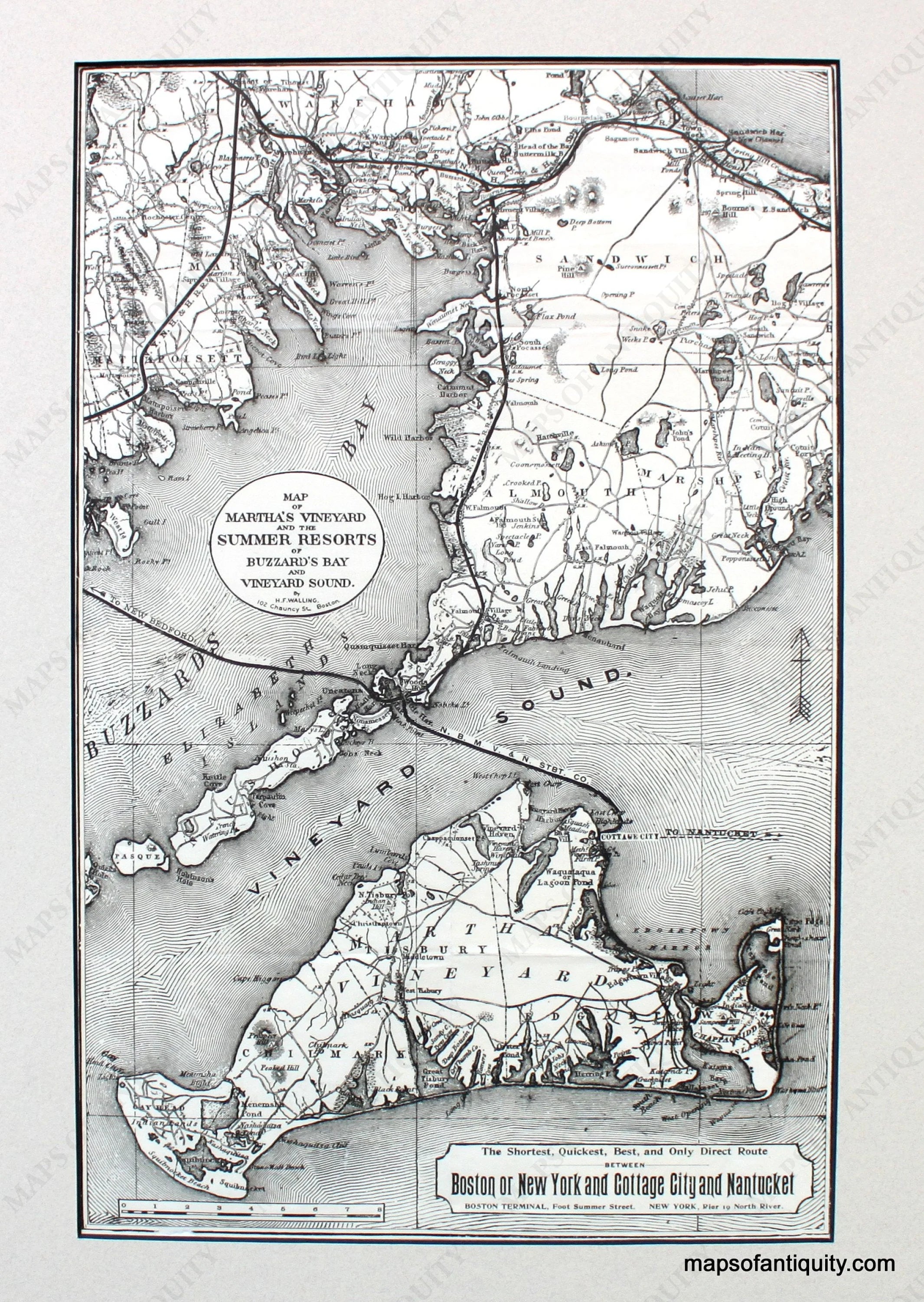 1871 - Old Colony Line Map of Martha's Vineyard and the Summer Resorts ...
