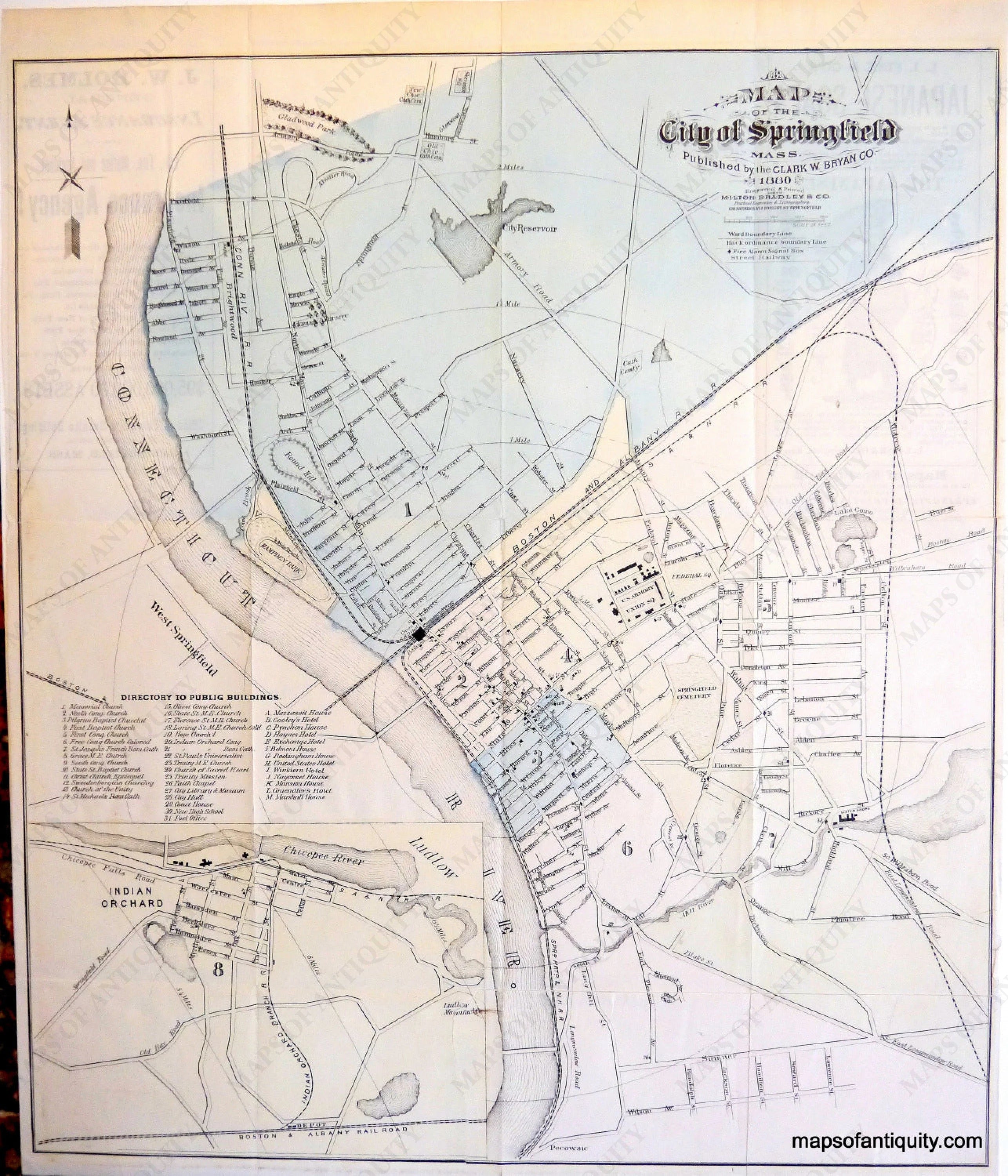 1880 - Map of the City of Springfield - Antique Map – Maps of Antiquity