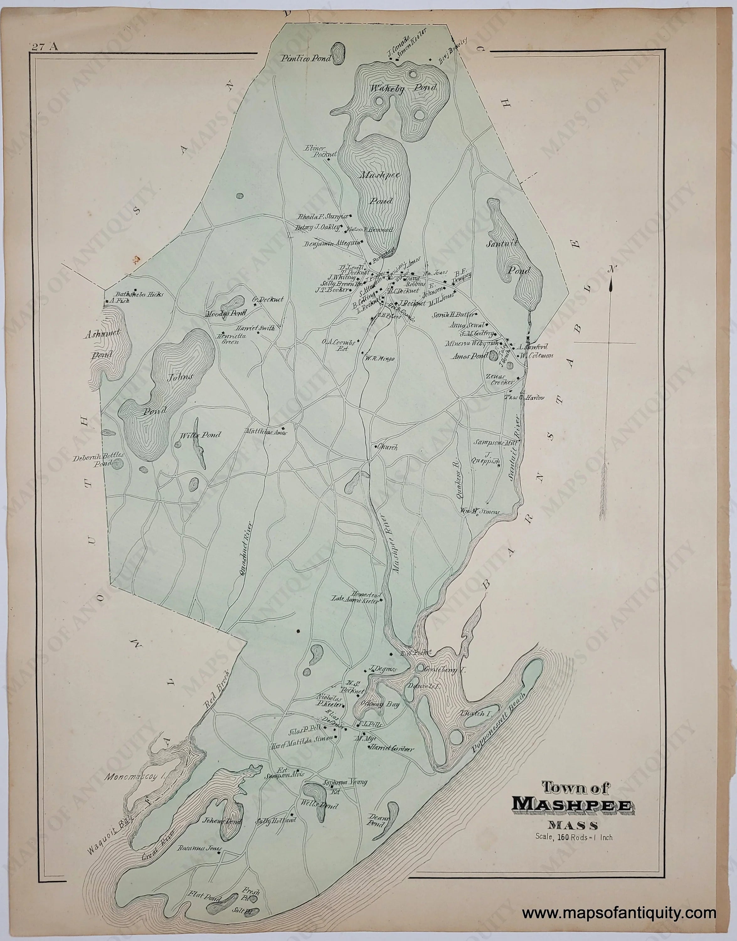 1880 - Town of Mashpee - Antique Map – Maps of Antiquity
