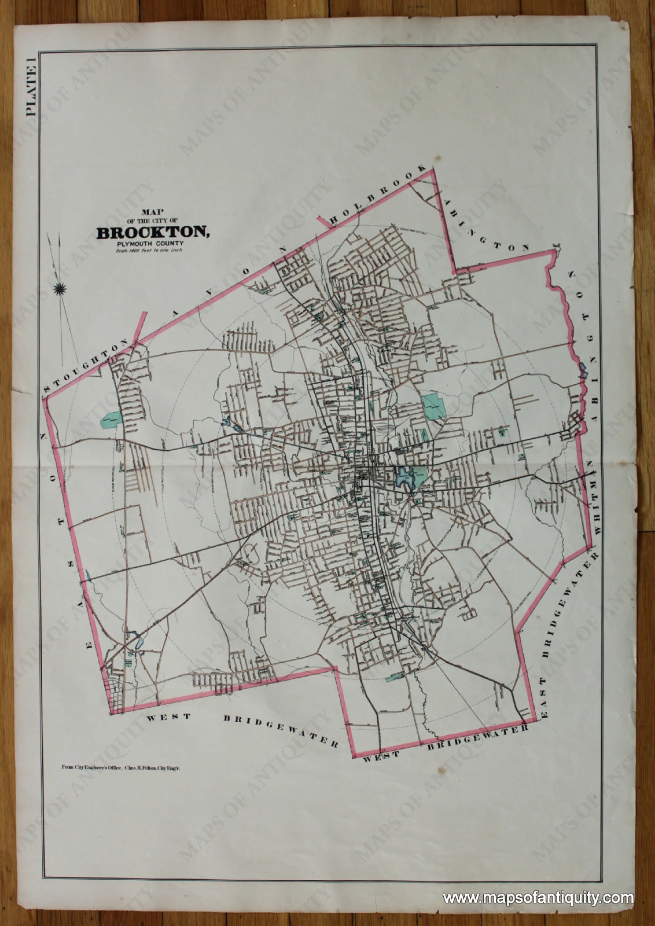 1903 - Map of the City of Brockton - Antique Map – Maps of Antiquity