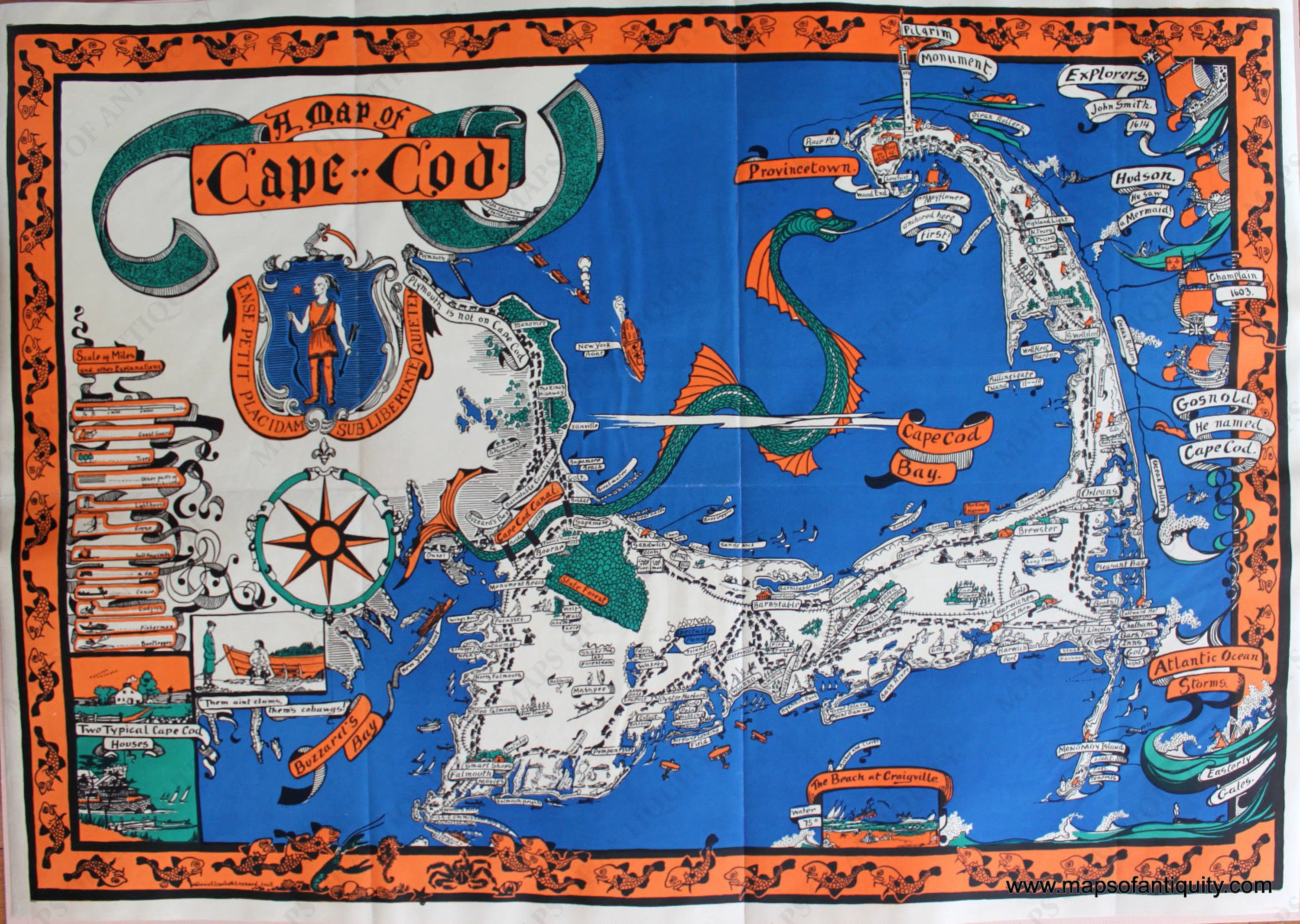 1926 - A Map of Cape Cod - Antique Map – Maps of Antiquity