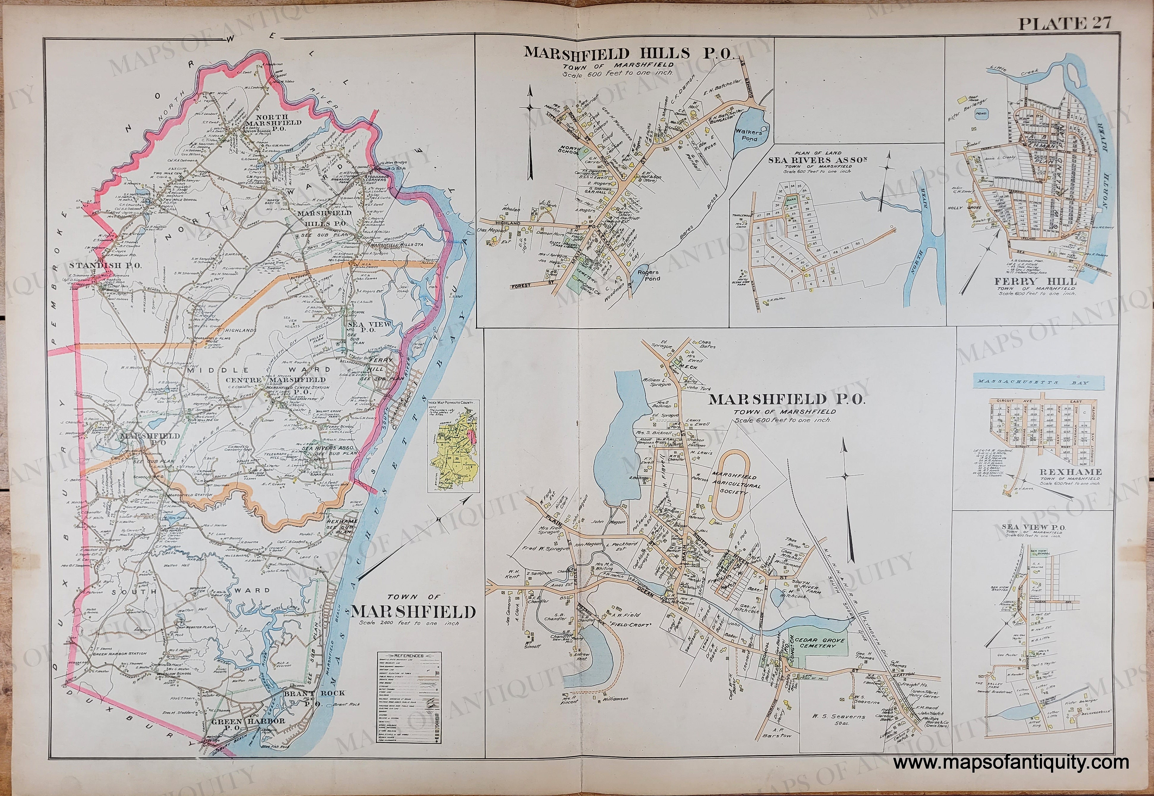 1903 - Town of Marshfield, Marshfield Hills PO, Marshfield PO, Ferry H ...