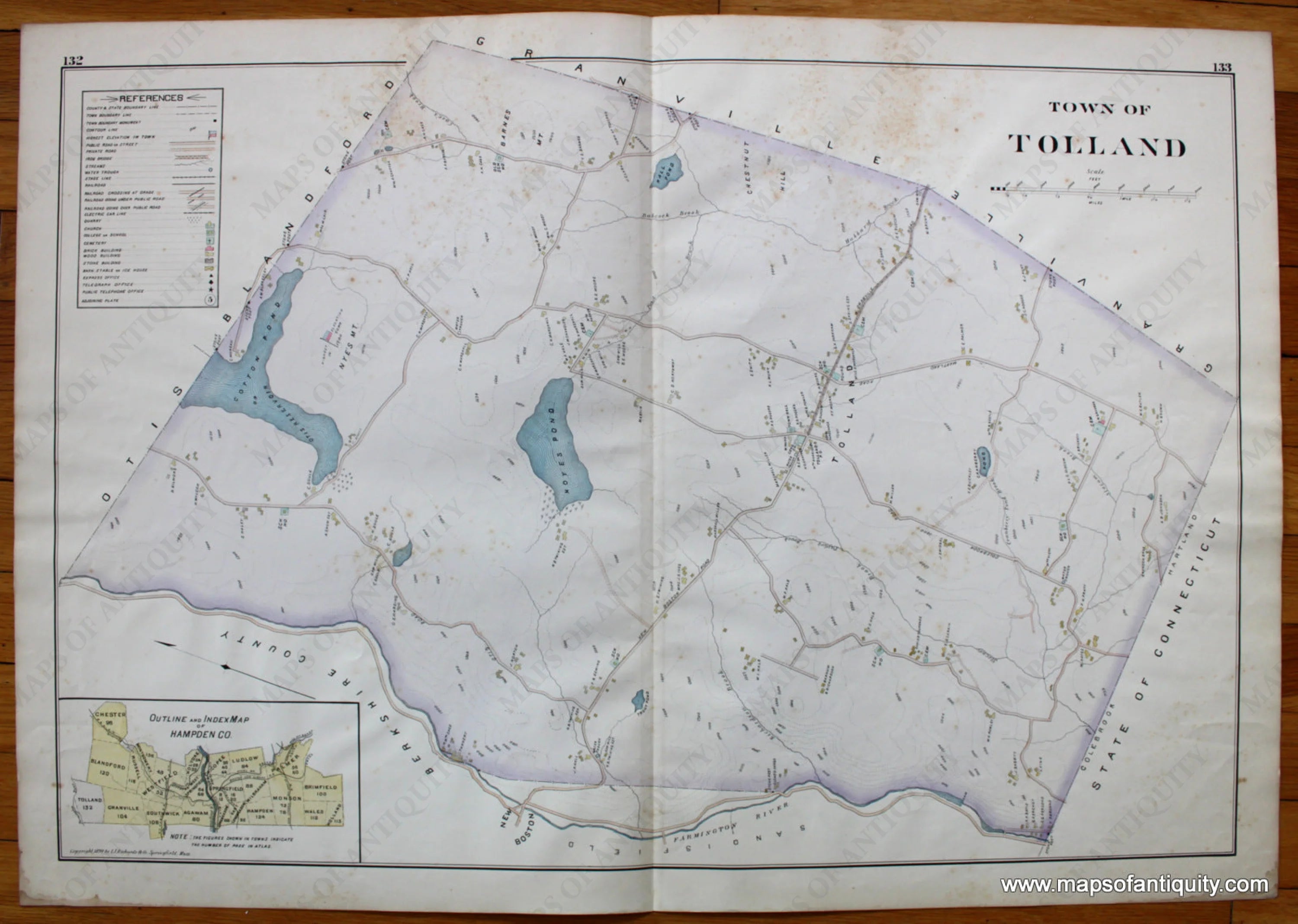 1894 - Town of Tolland (MA) - Antique Map – Maps of Antiquity