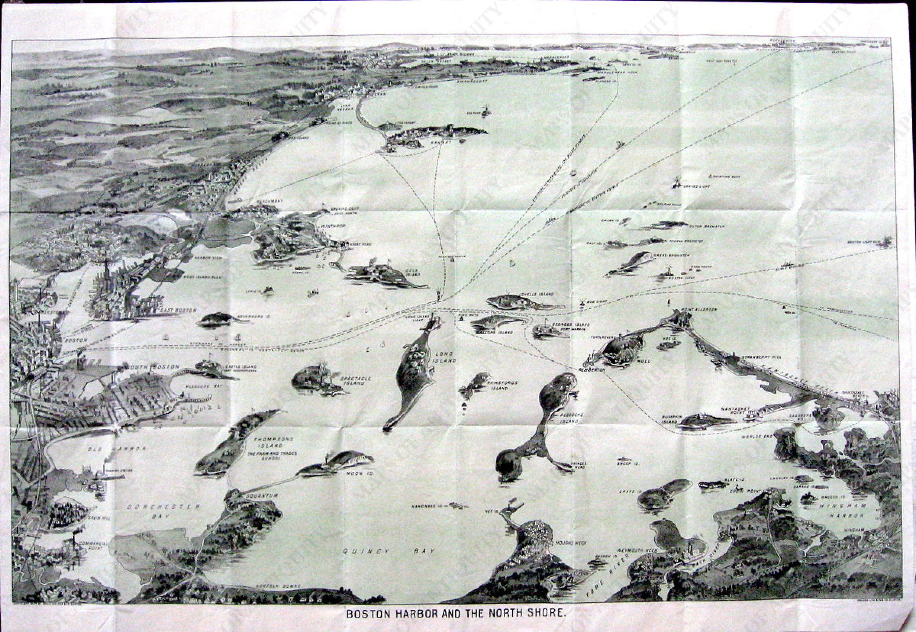 1900 - Boston Harbor and the North Shore - Antique Map – Maps of Antiquity