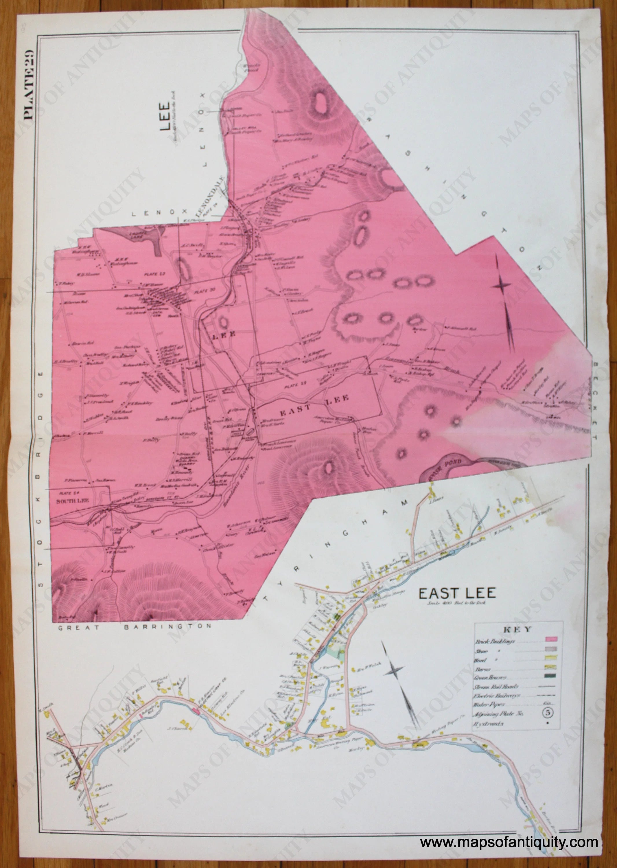 1904 - Lee, East Lee (MA) - Antique Map – Maps of Antiquity
