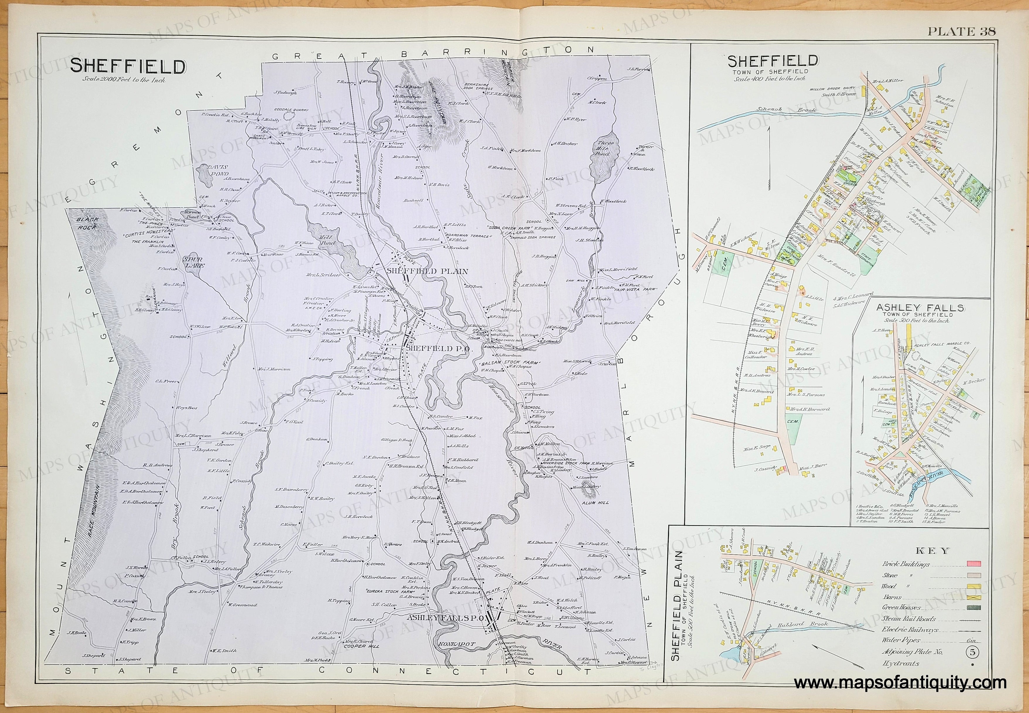 1904 - Sheffield (MA) - Antique Map – Maps of Antiquity