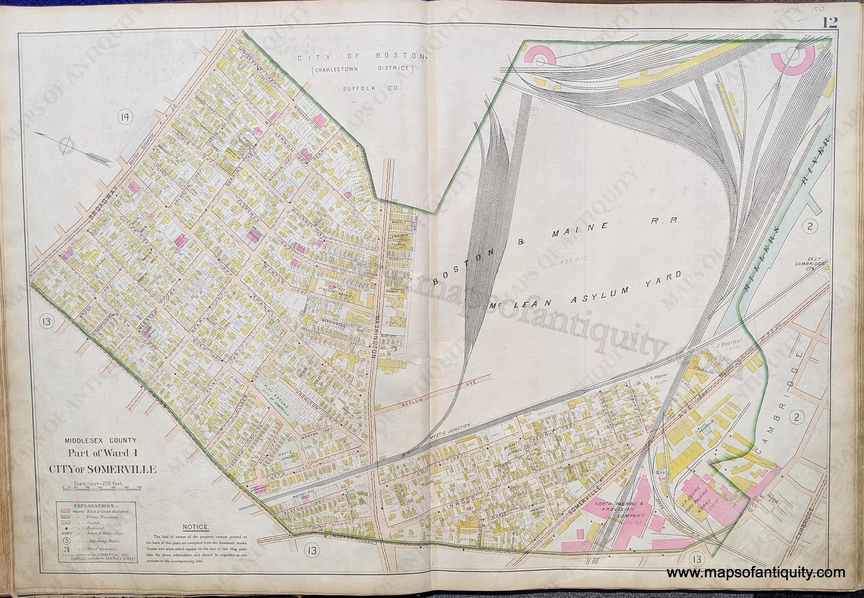 1900 - City of Somerville, Part of Ward 1. - Antique Map – Maps of ...
