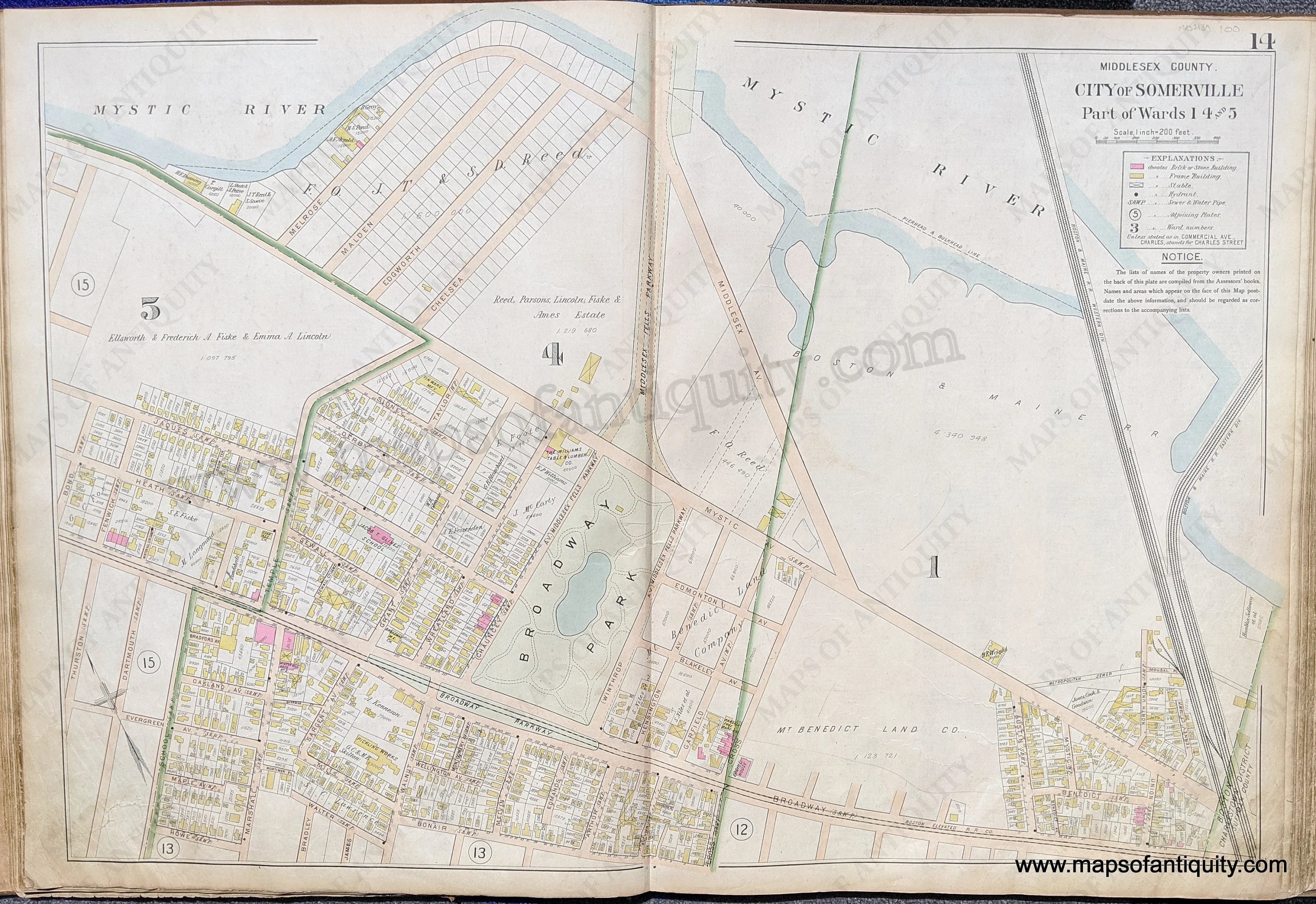 1900 - City of Somerville, Part of Wards 1, 4, and 5. - Antique Map ...