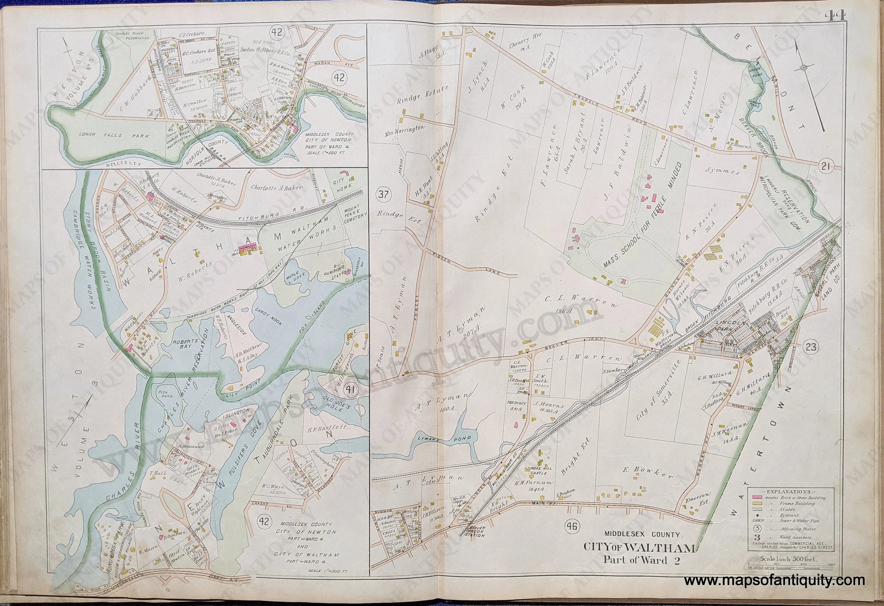 1900 - City of Waltham Part of Ward 2 with inset maps of parts of Ward ...