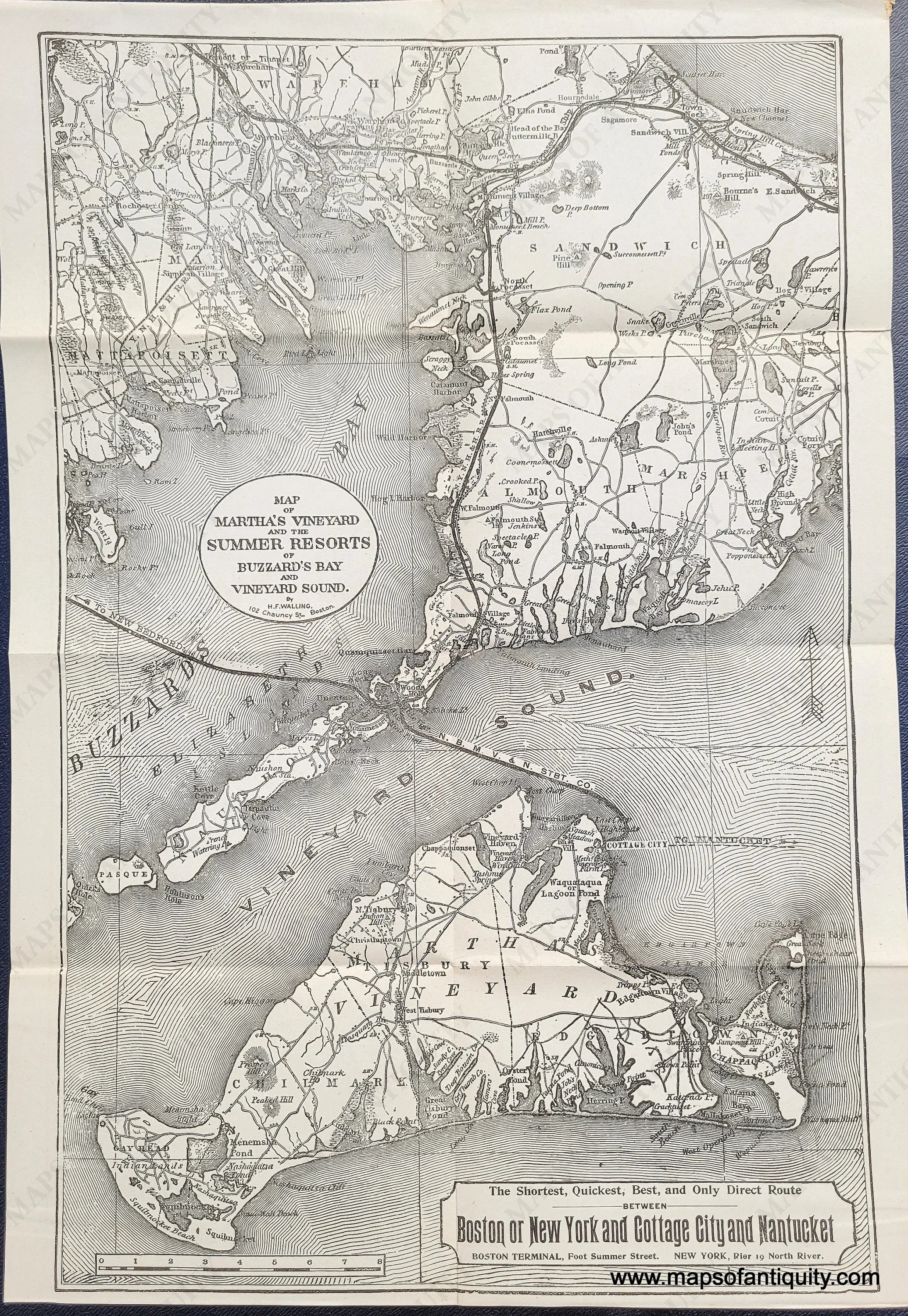 1900 - Old Colony Line Map of Martha's Vineyard and the Summer Resorts ...
