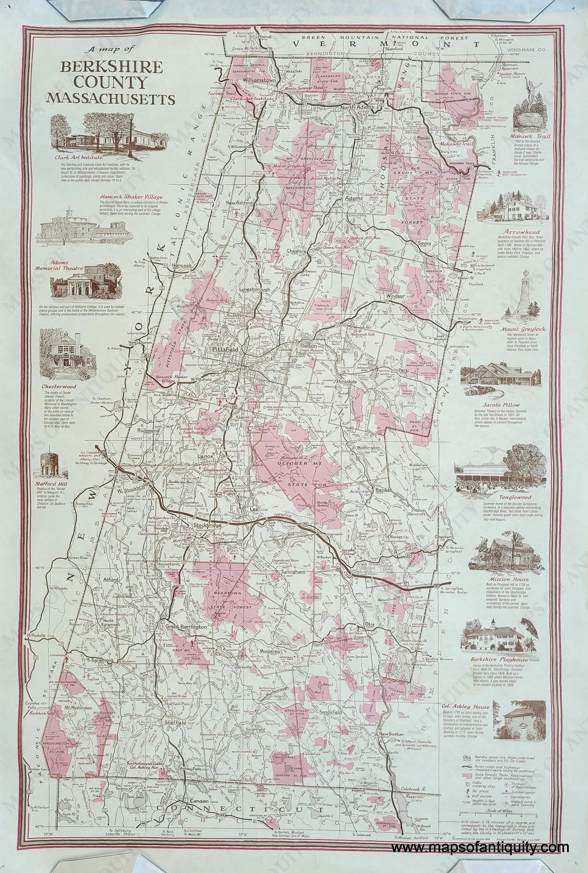 1977 / 1988 - A Map of Berkshire County Massachusetts - Antique Map ...