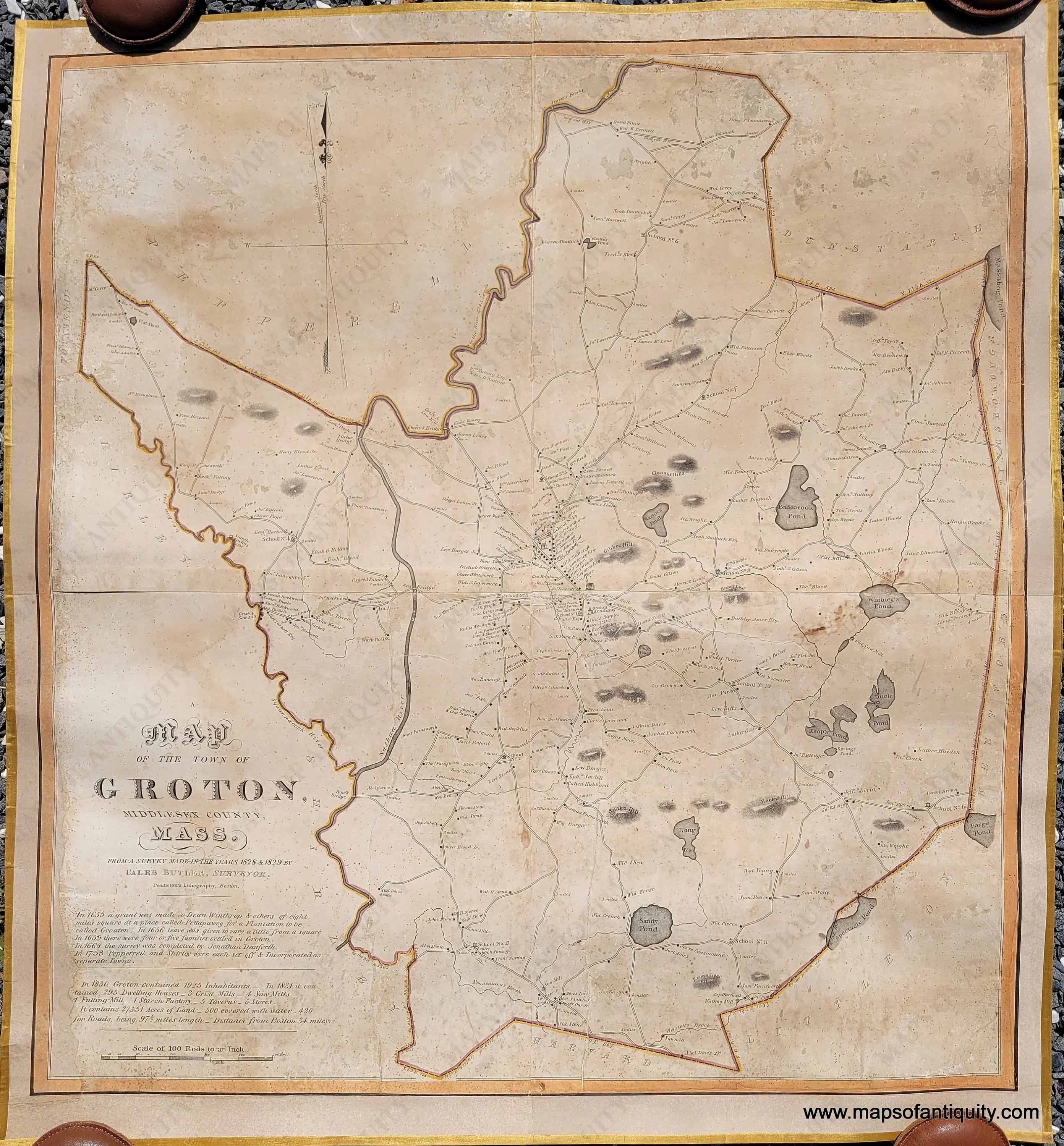1831 - A Map of the Town of Groton, Middlesex County, Massachusetts ...