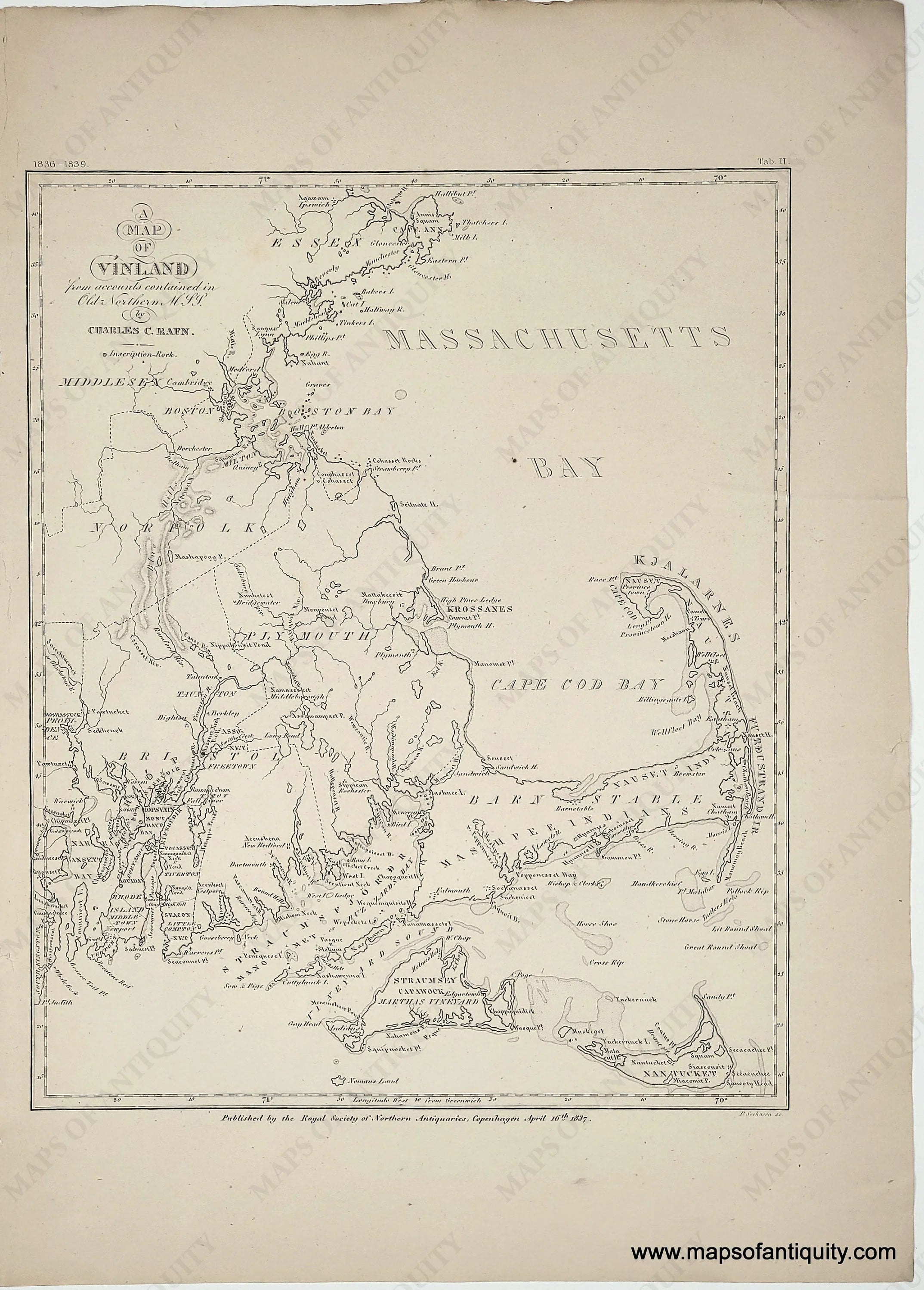 1845 - A Map of Vinland from accounts contained in Old Northern MSS (M ...