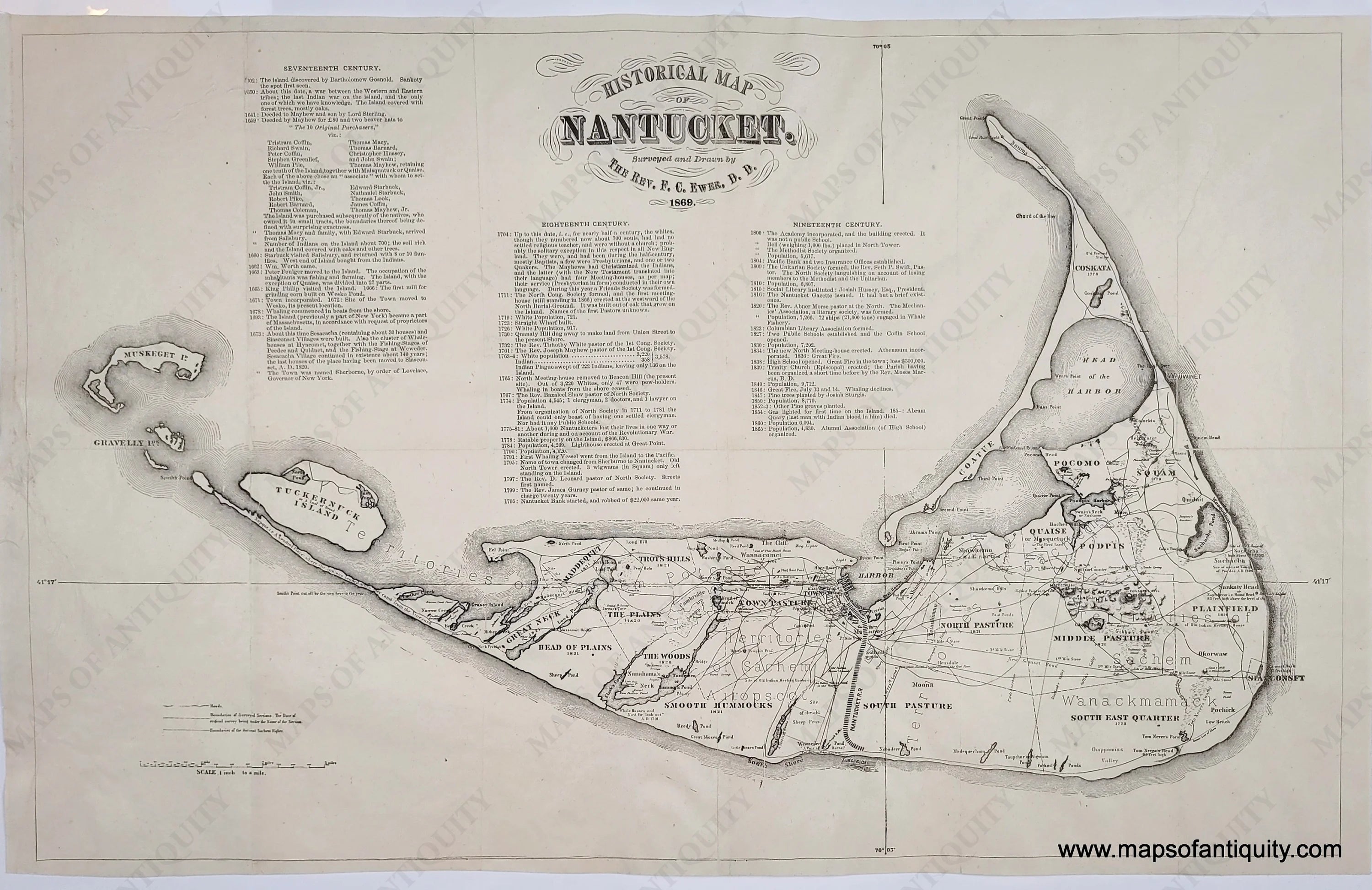 1869-1889 Antique Map Historical Map of Nantucket – Maps of Antiquity