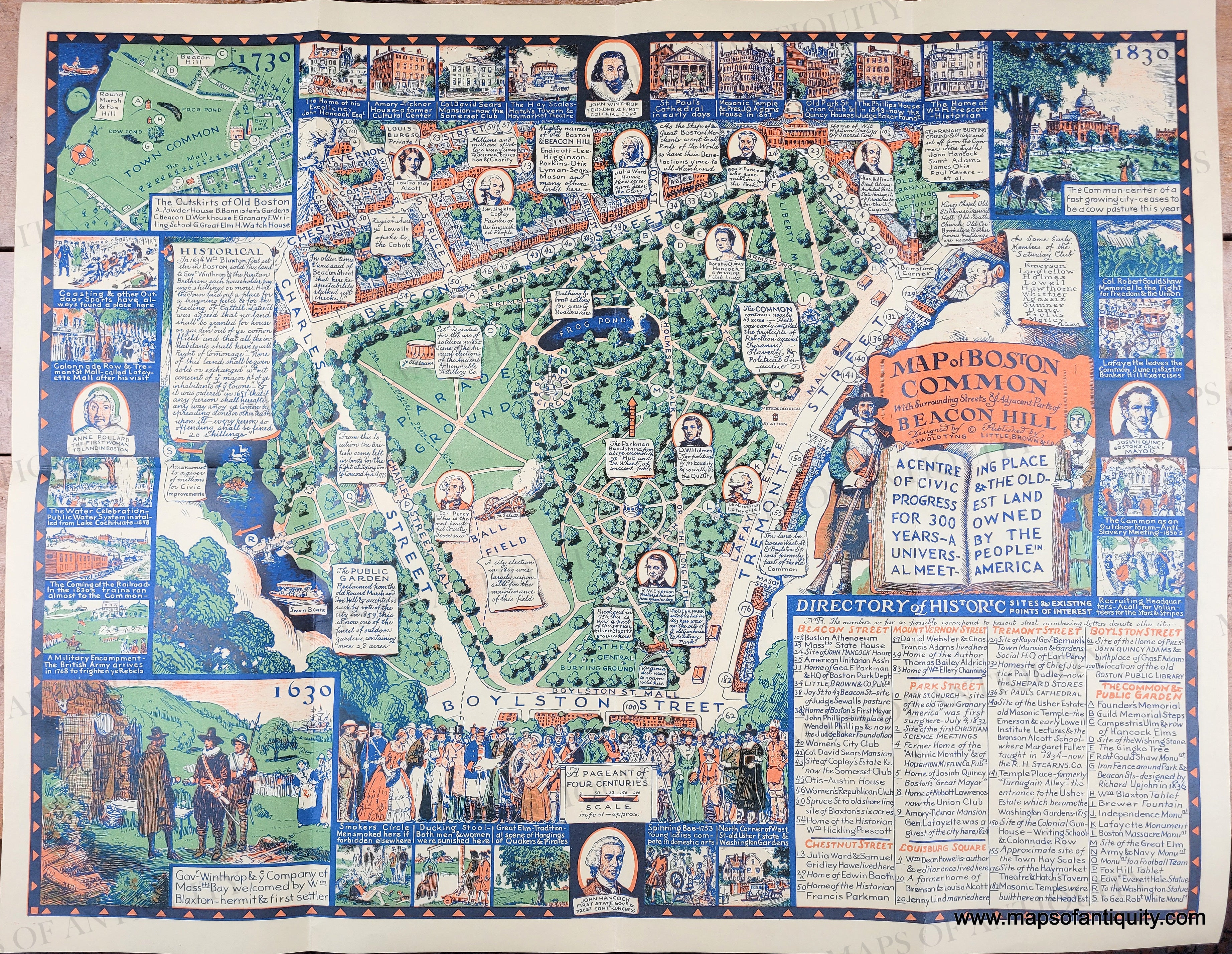 1930 - A Map of Boston Common with Surrounding Streets & Adjacent Part ...