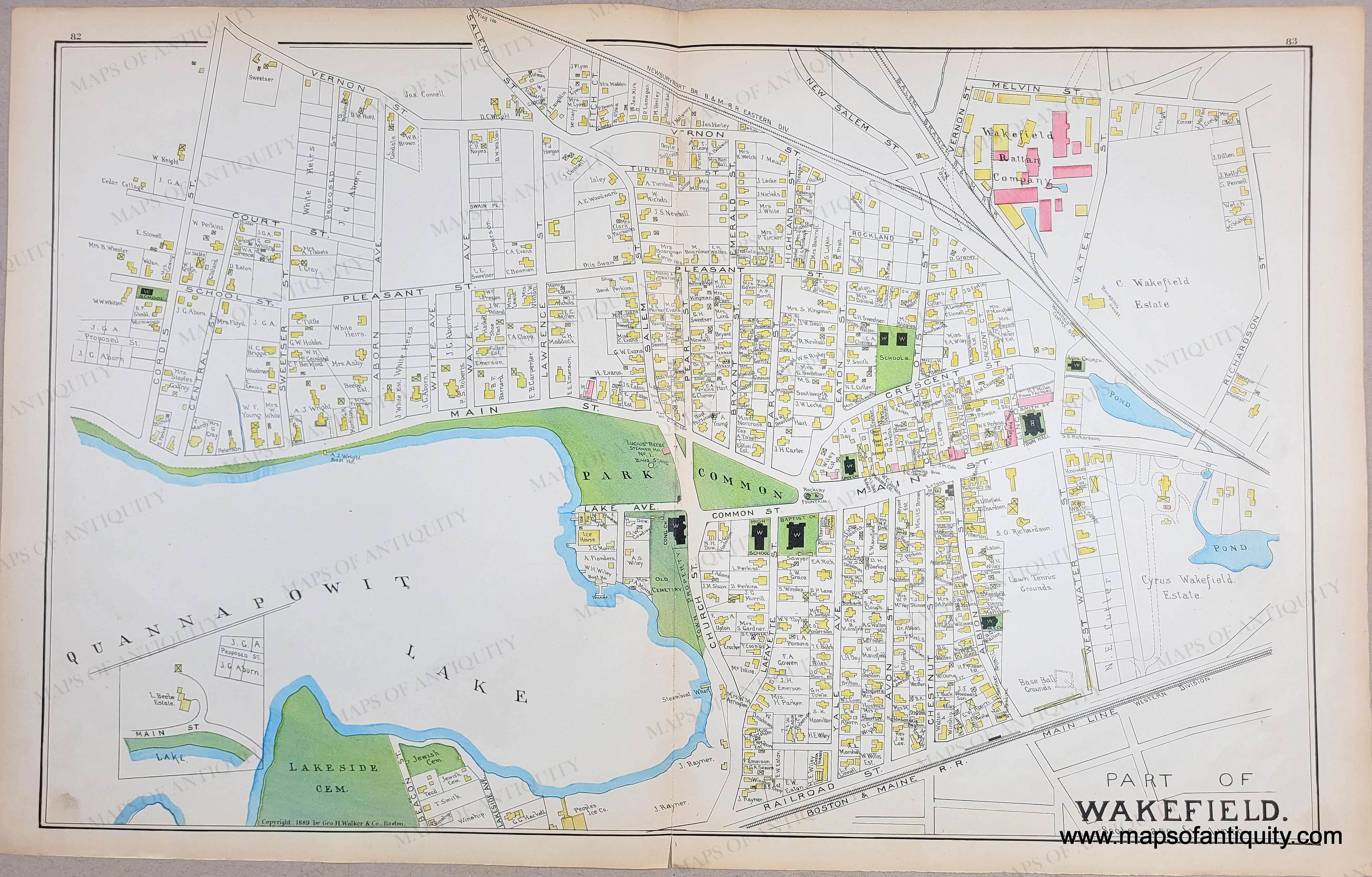 1889 - Part of Wakefield (MA) - Antique Map – Maps of Antiquity