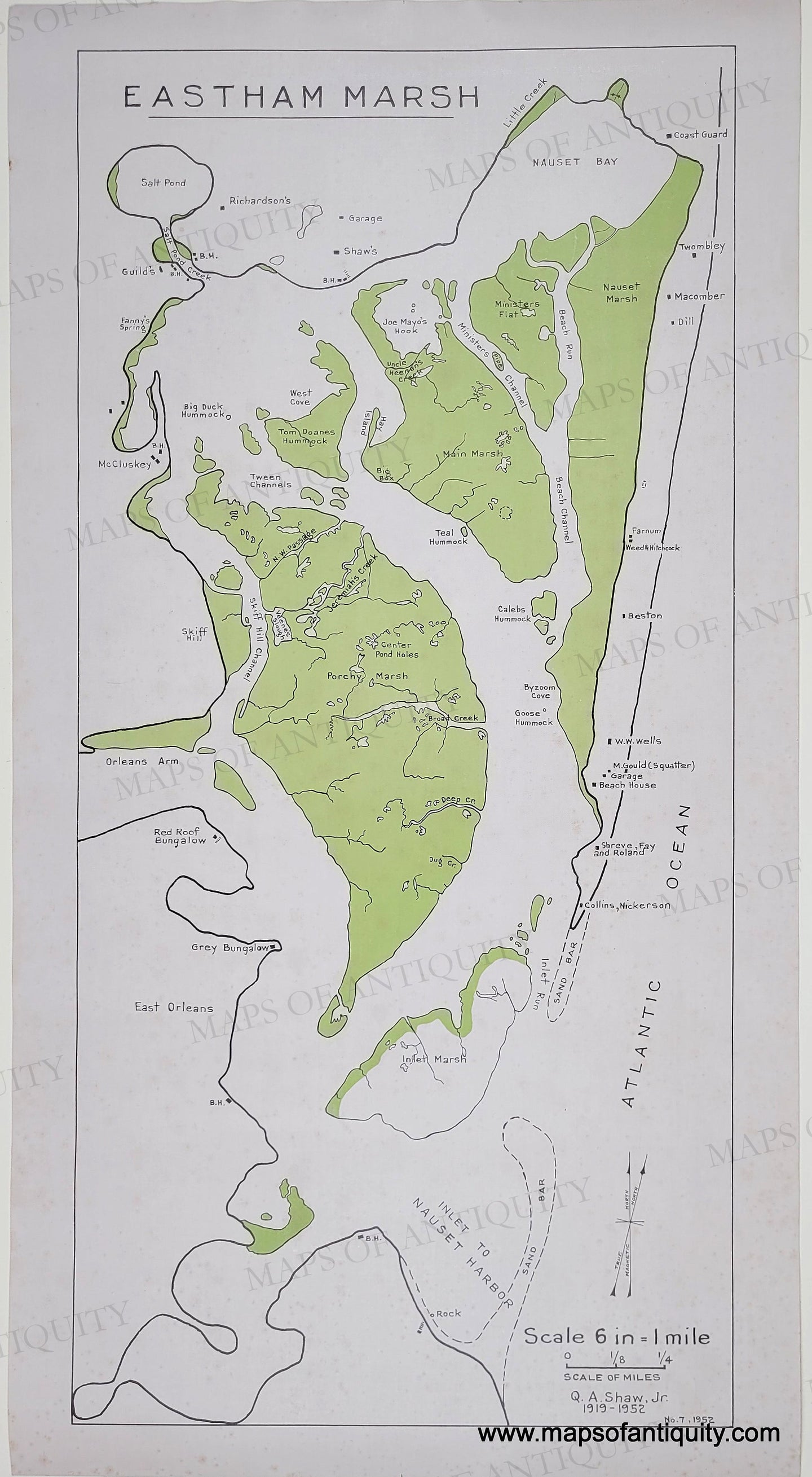 1952 - Eastham Marsh - Genuine Original Map – Maps of Antiquity