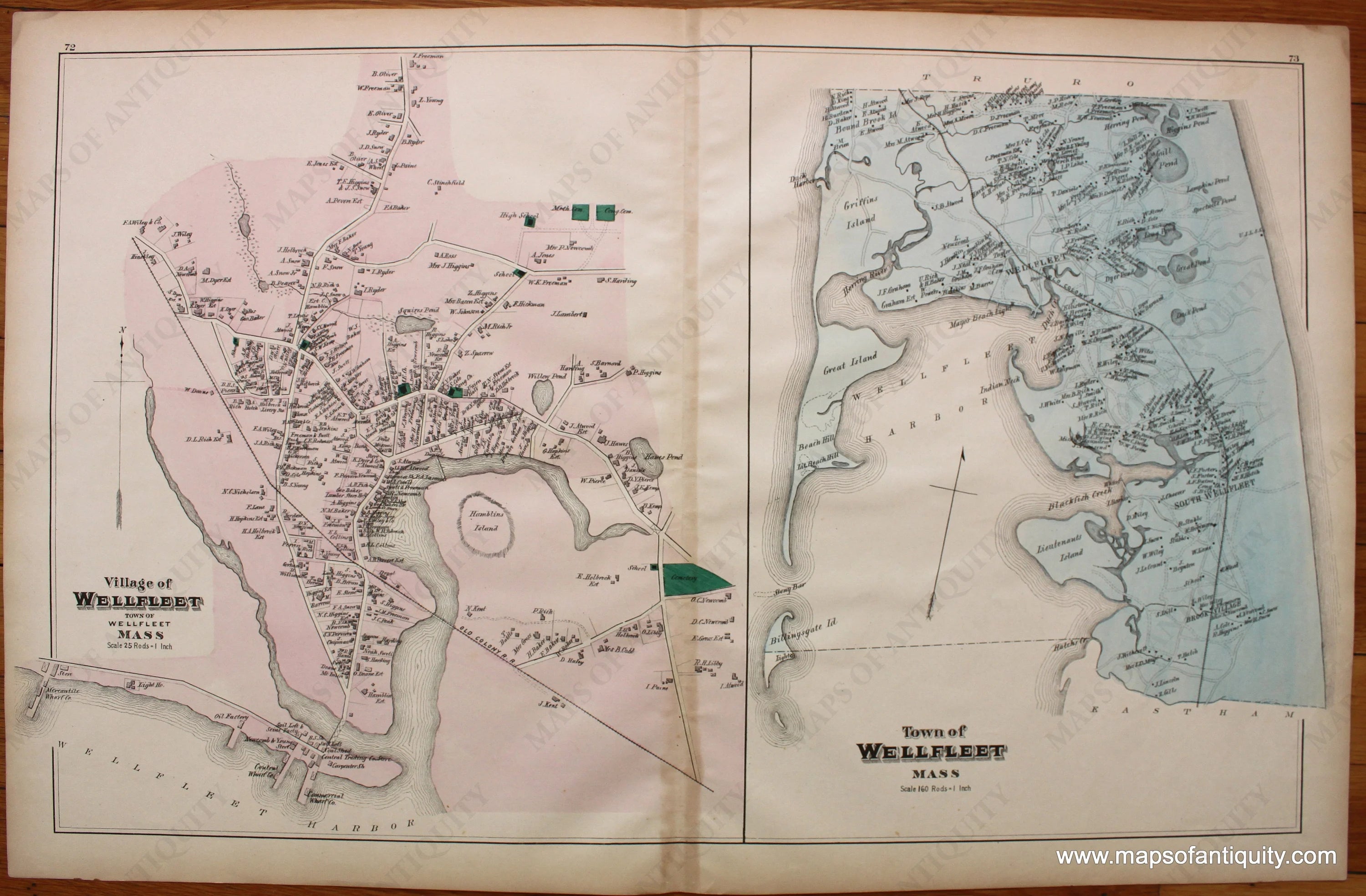 1880 - Village of Wellfleet and Town of Wellfleet pp. 72-73 - Antique ...