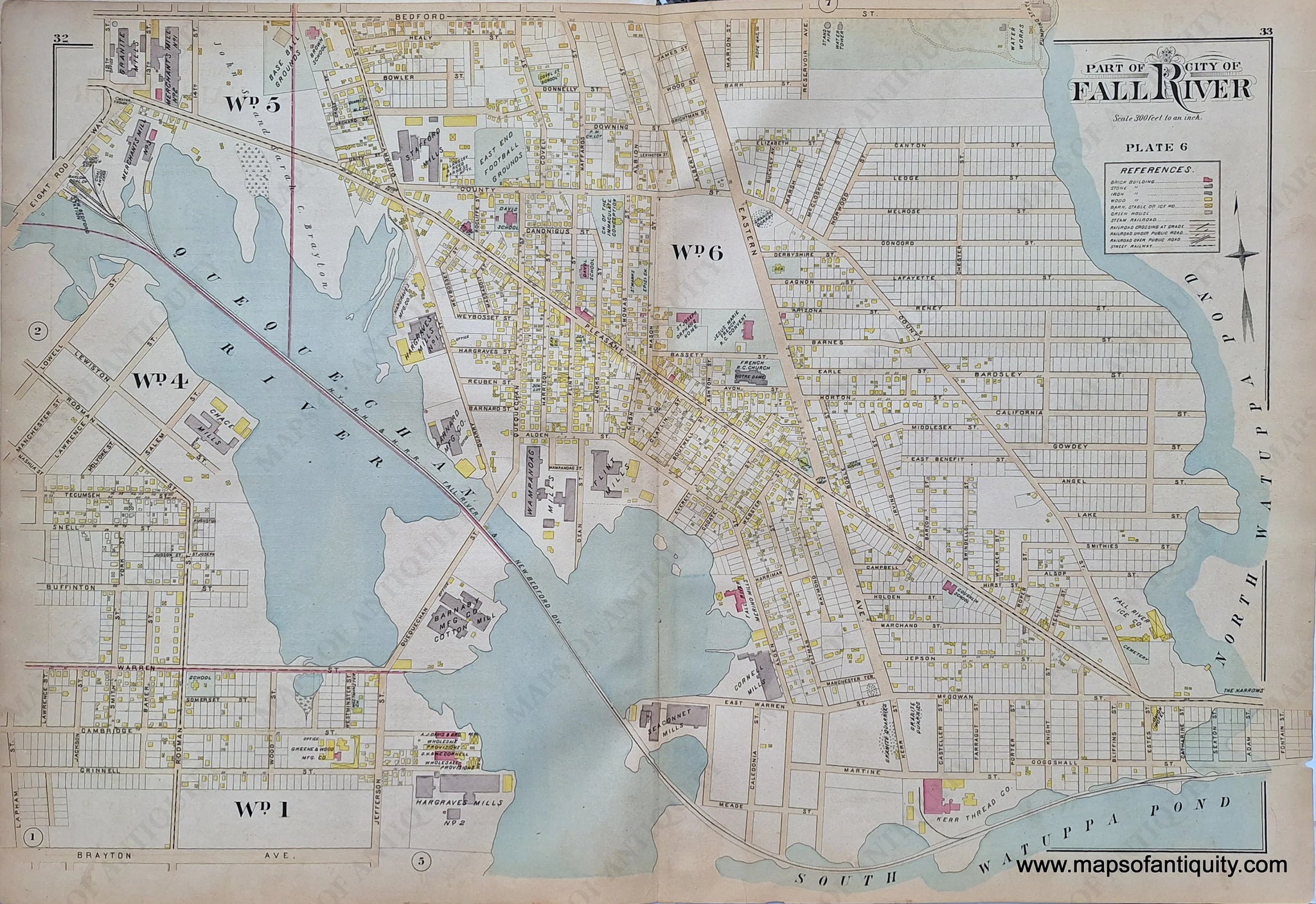Street Map Of Fall River Mass Fall River City Plate 4, Massachusetts