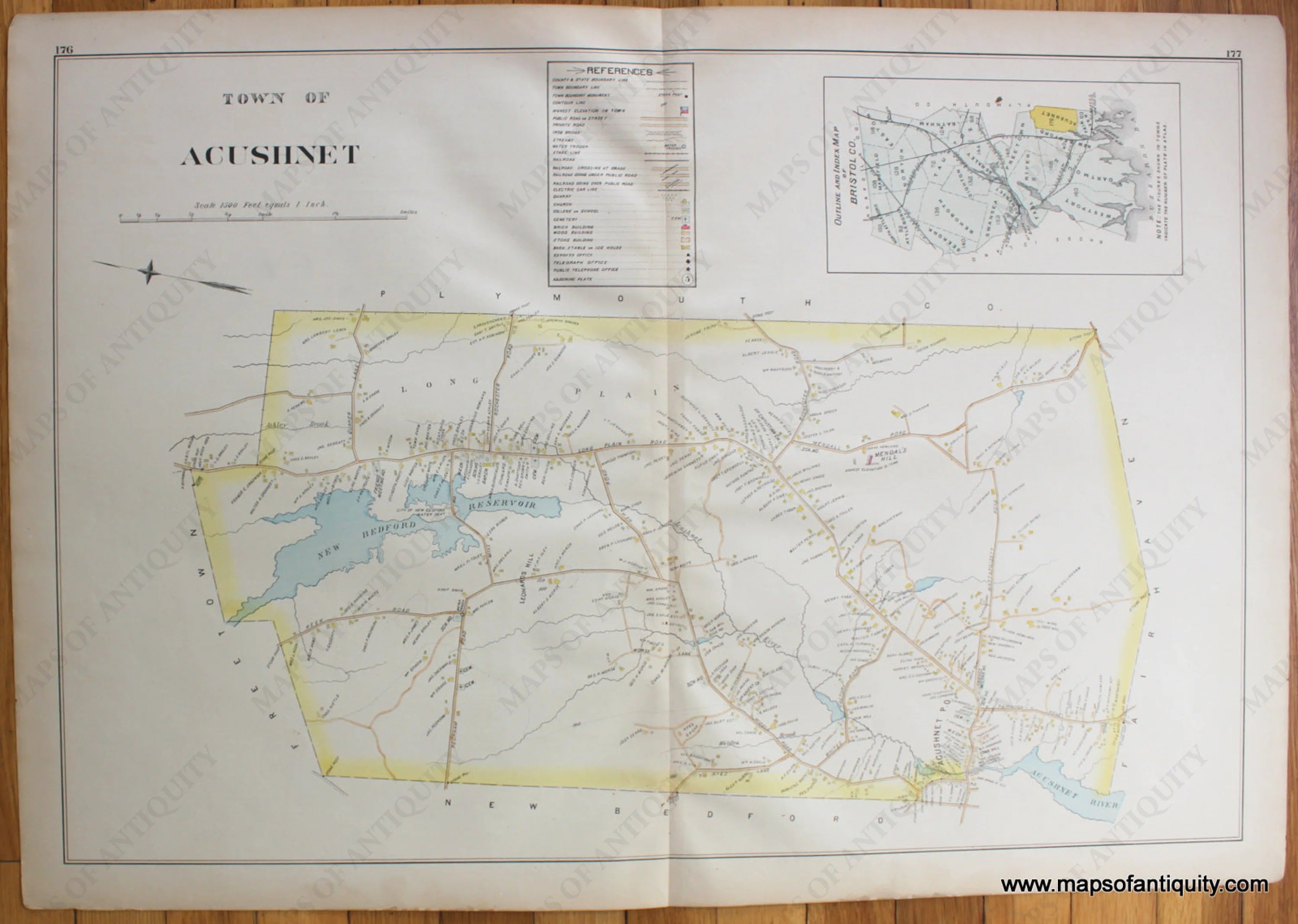 1895 - Town of Acushnet (MA) - Antique Map – Maps of Antiquity