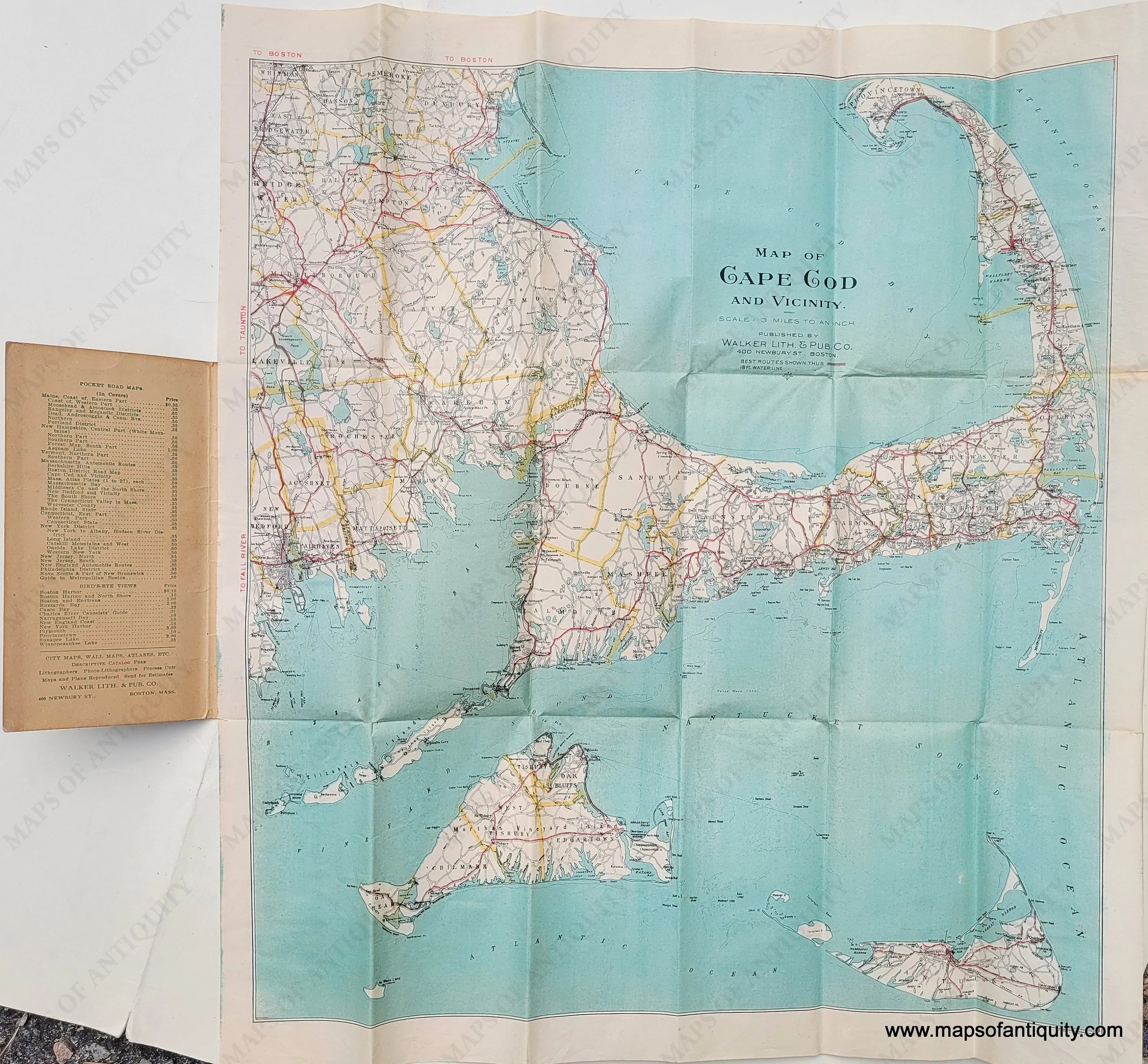 1920 - Map of Cape Cod and Vicinity - Antique Road Map – Maps of Antiquity