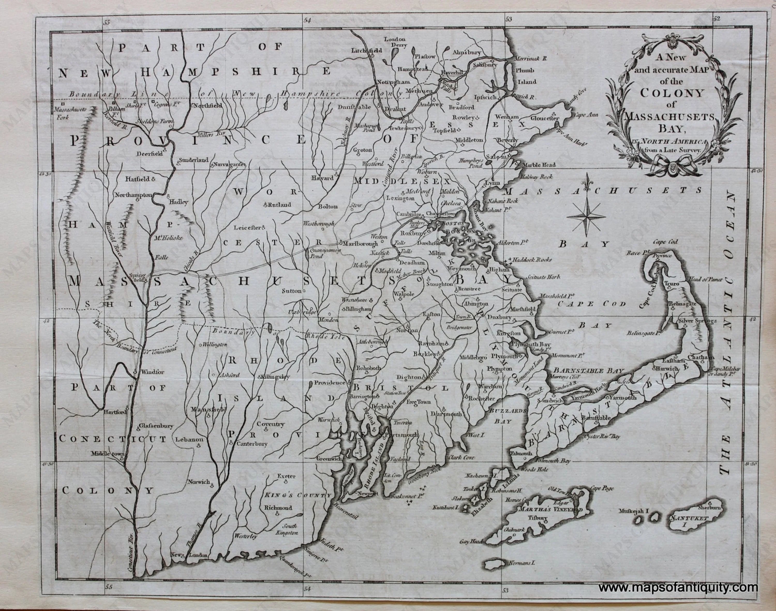 1780 - A New and accurate Map of the Colony of Massachusetts bay in No ...