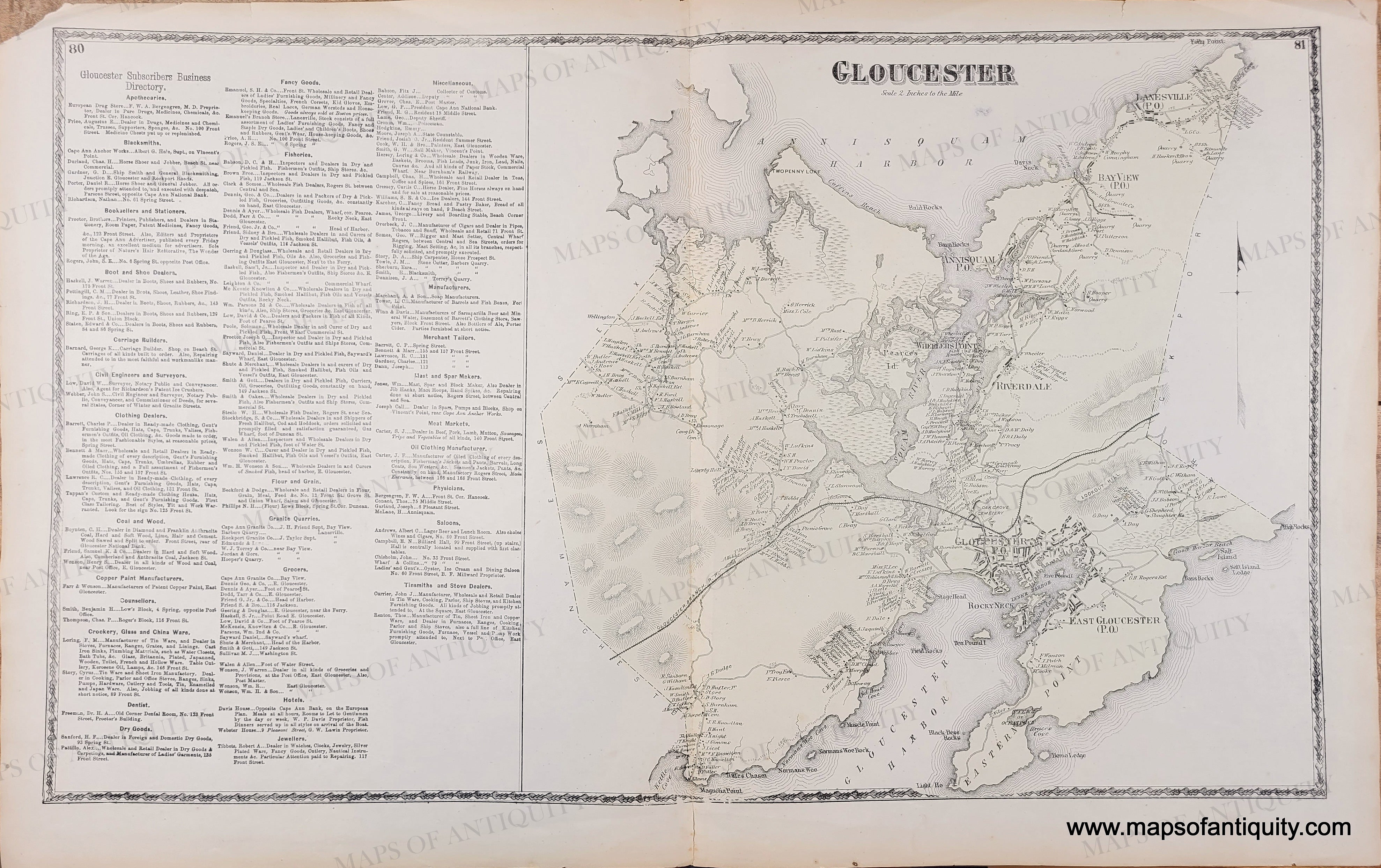 1872 - Gloucester, Massachusetts - Antique Map – Maps of Antiquity