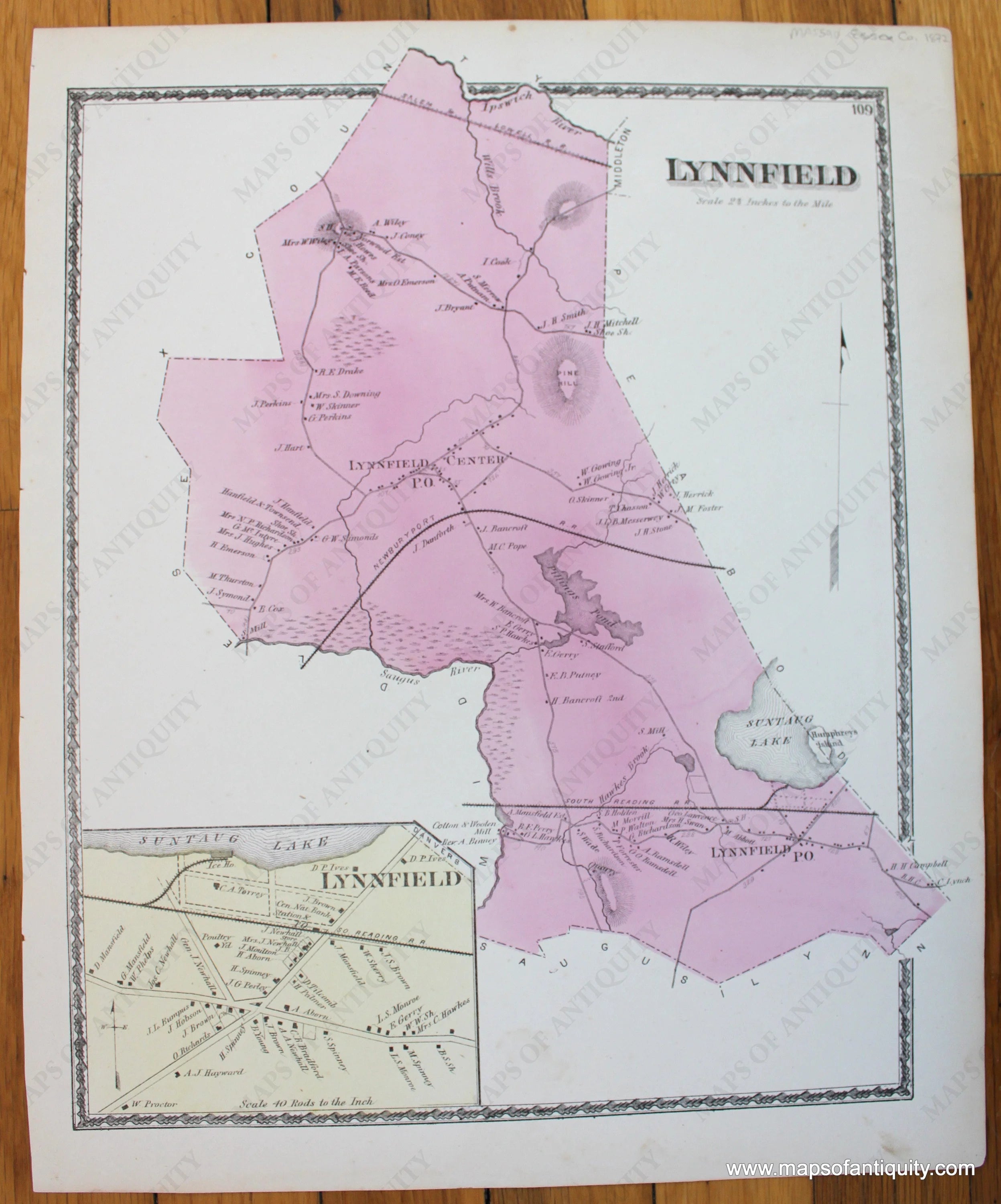 1872 - Lynnfield, Massachusetts - Antique Map – Maps of Antiquity