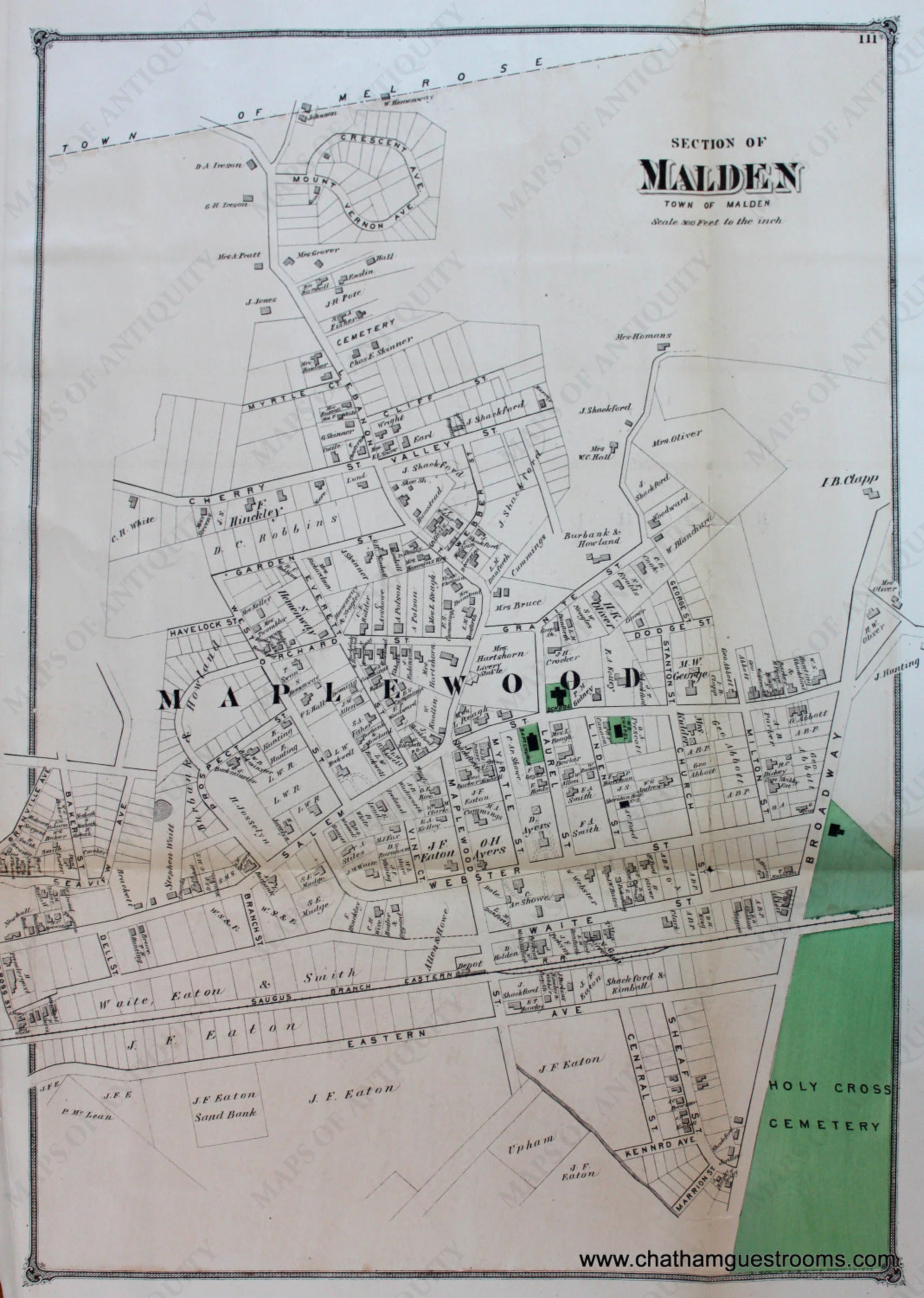 1875 - Section(s) of Malden (MA) - Antique Map – Maps of Antiquity