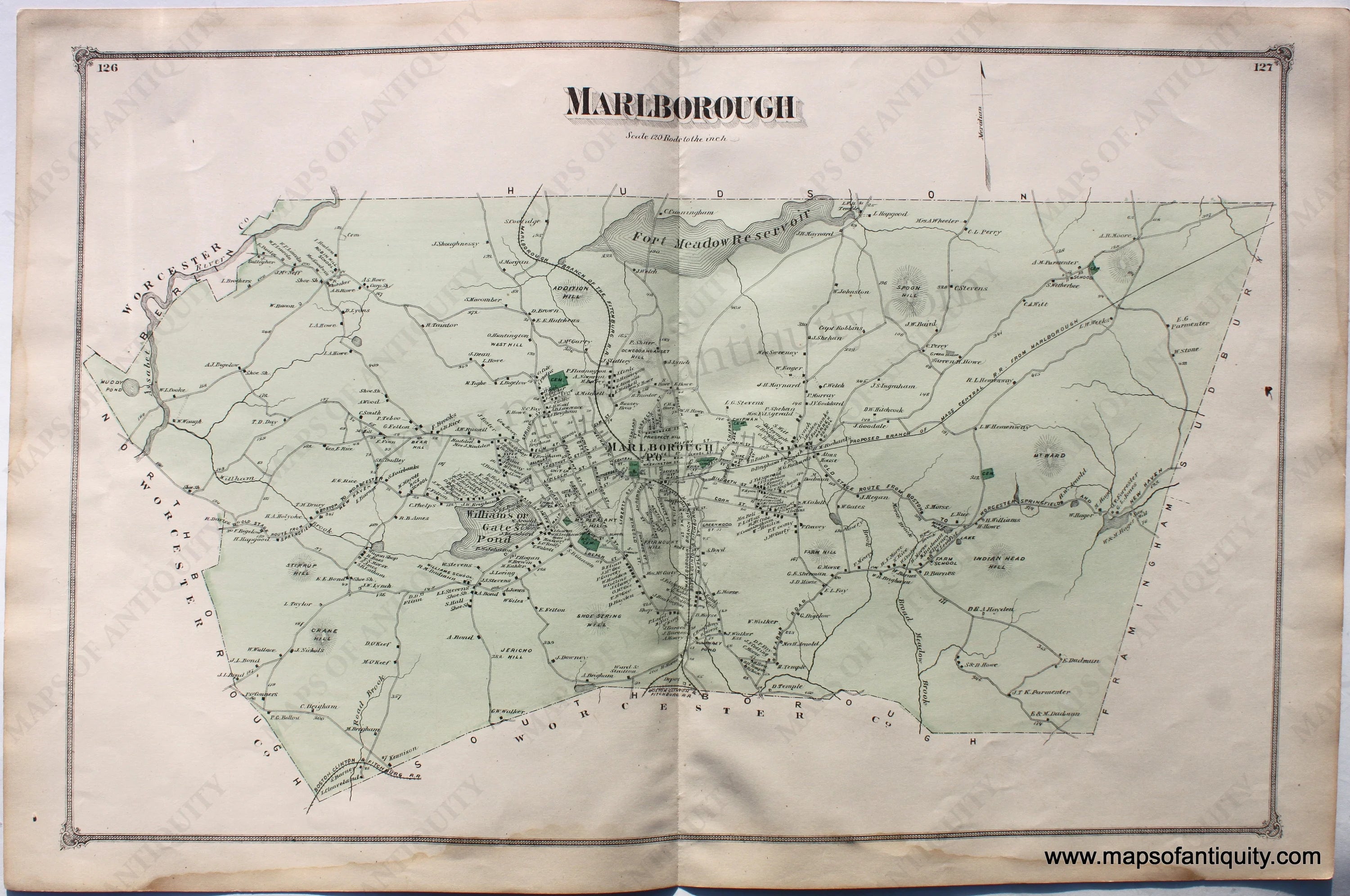 1875 - Marlborough (MA) - Antique Map – Maps of Antiquity
