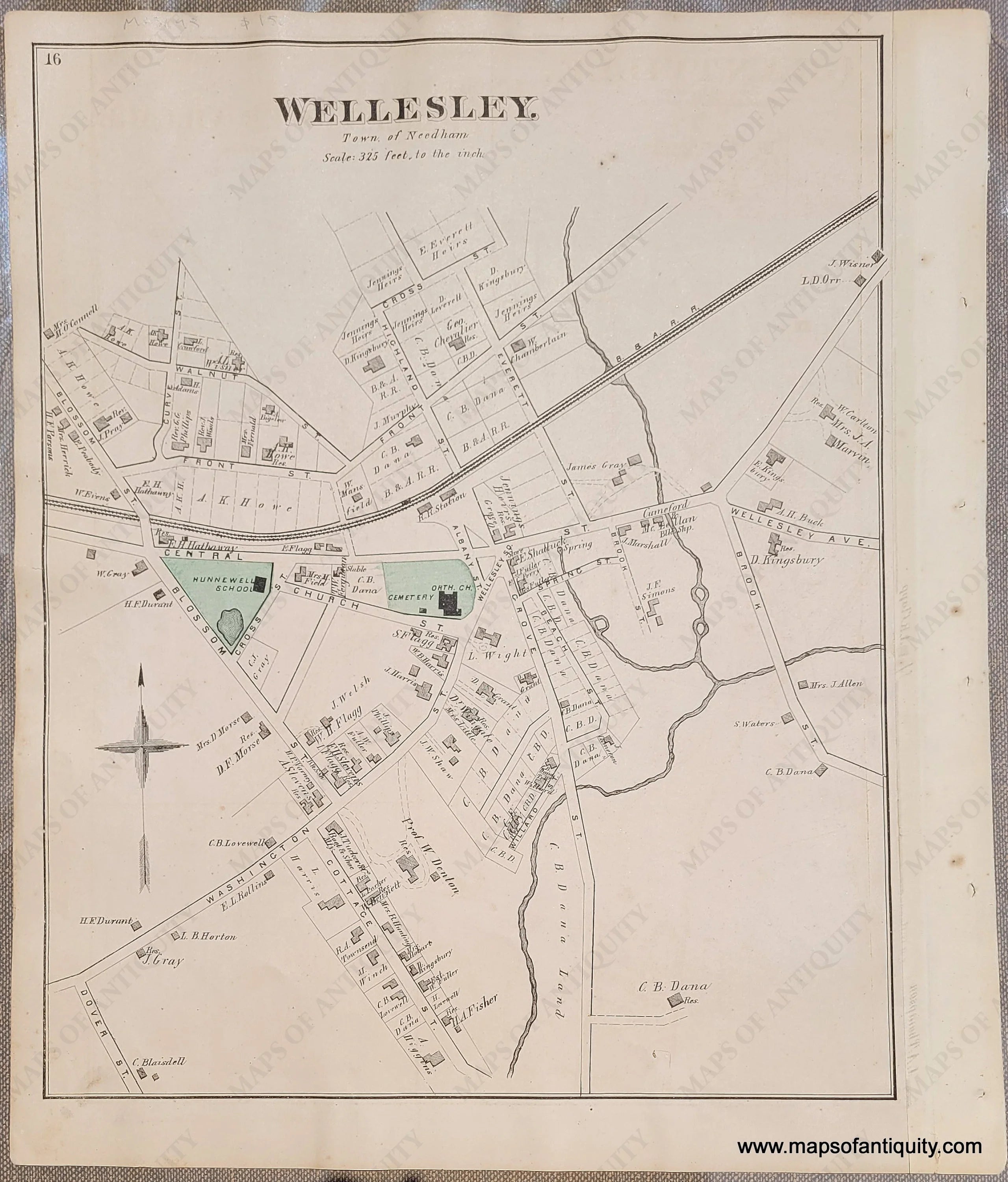 1876 - Wellesley (center) (MA) - Antique Map – Maps of Antiquity