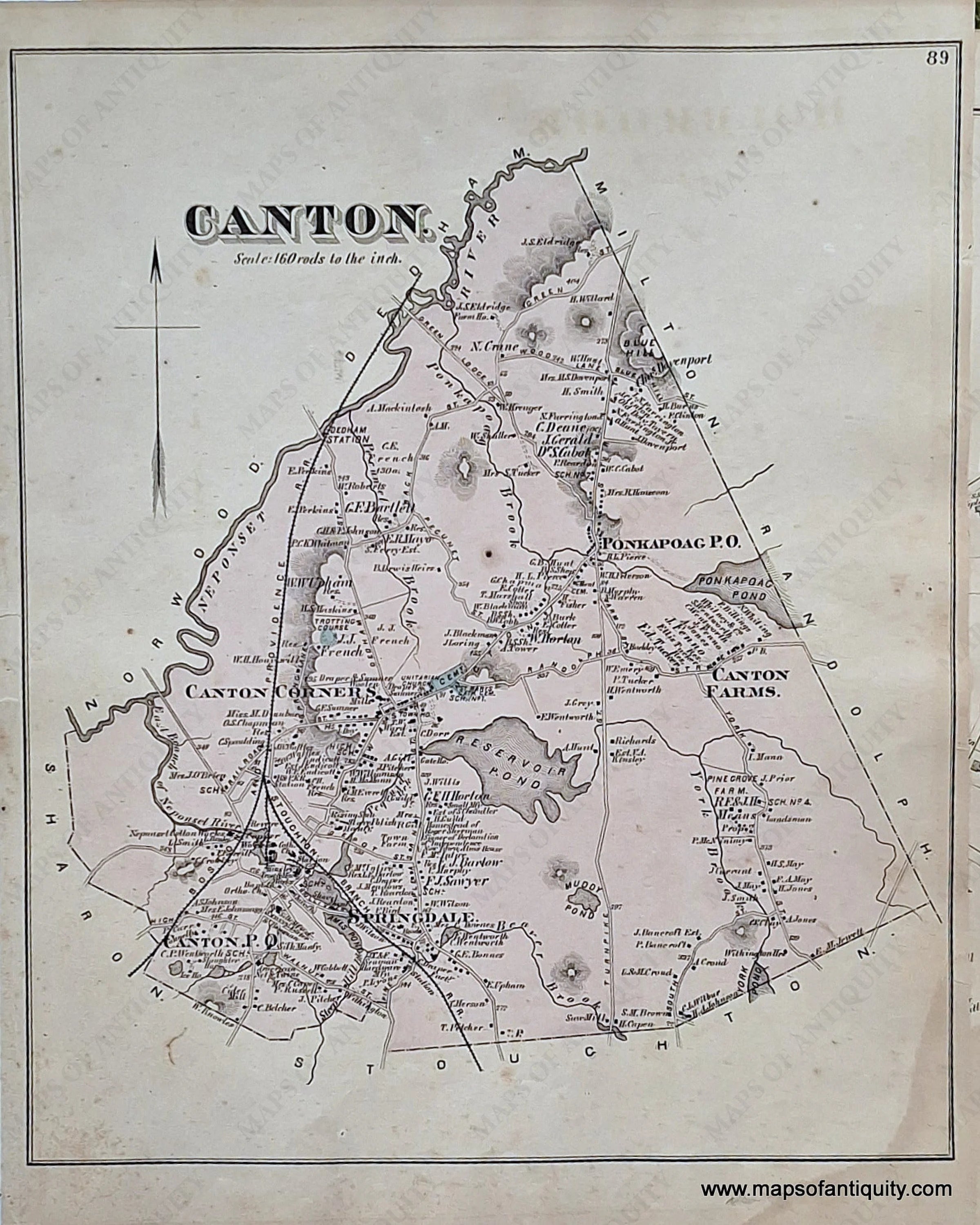 1876 - Canton. (Town) (MA) - Antique Map – Maps of Antiquity