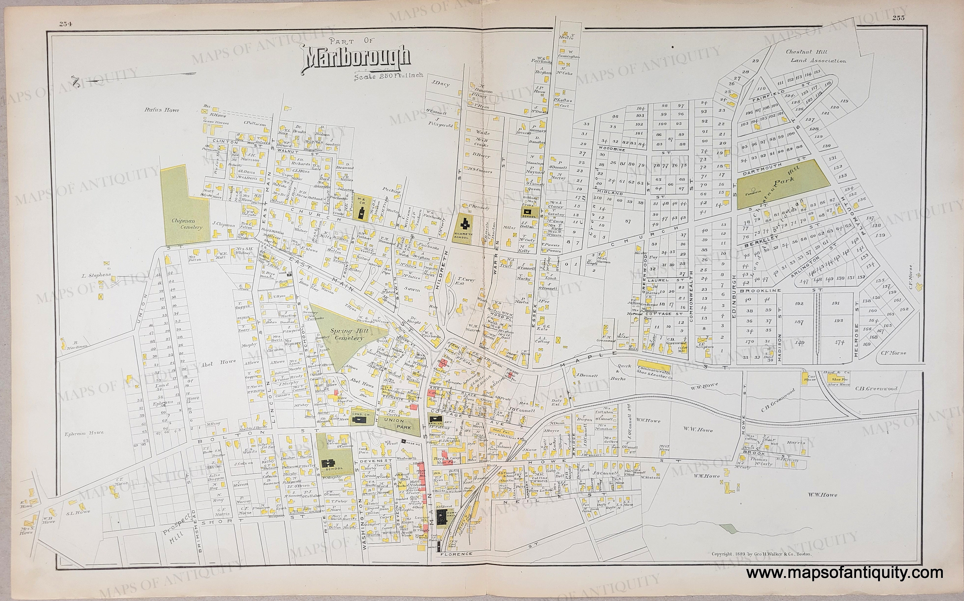 1889 - Double-sided map: Marlborough / villages in Acton (MA) - Antiqu ...
