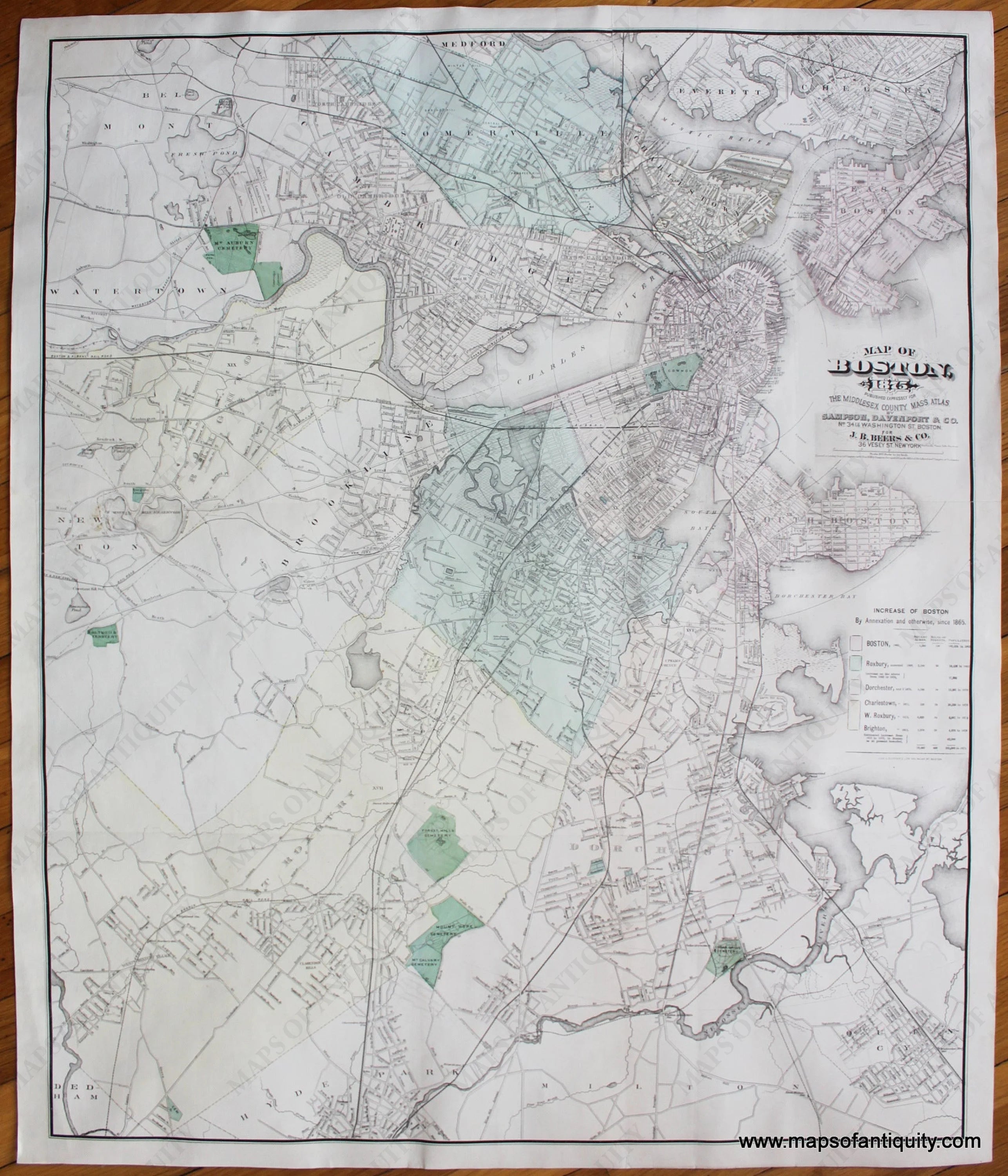 1875 - Map of Boston 1875 ****SOLD**** - Antique Map – Maps of Antiquity