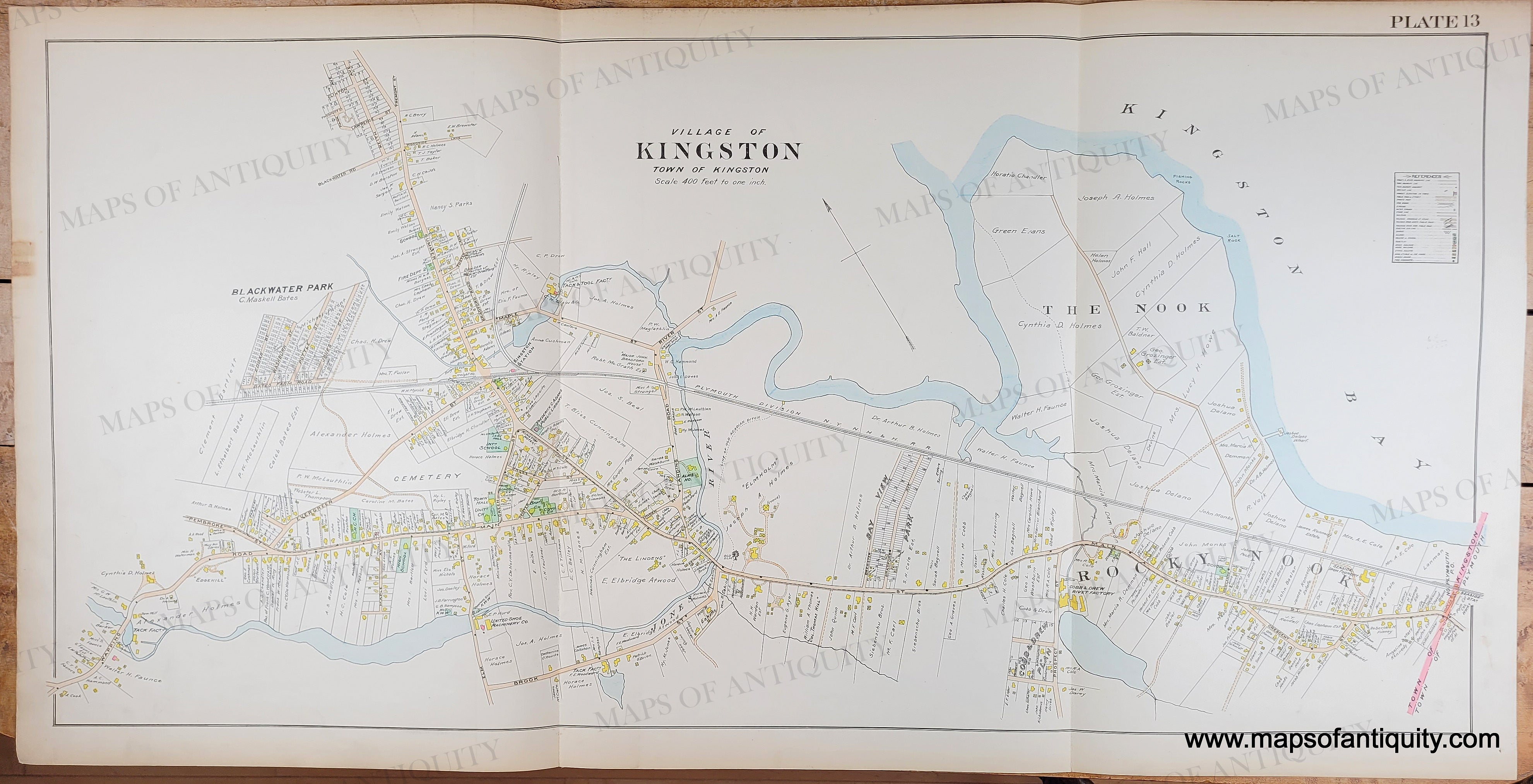 1903 - Village of Kingston Plate 13 (MA) - Antique Map – Maps of Antiquity