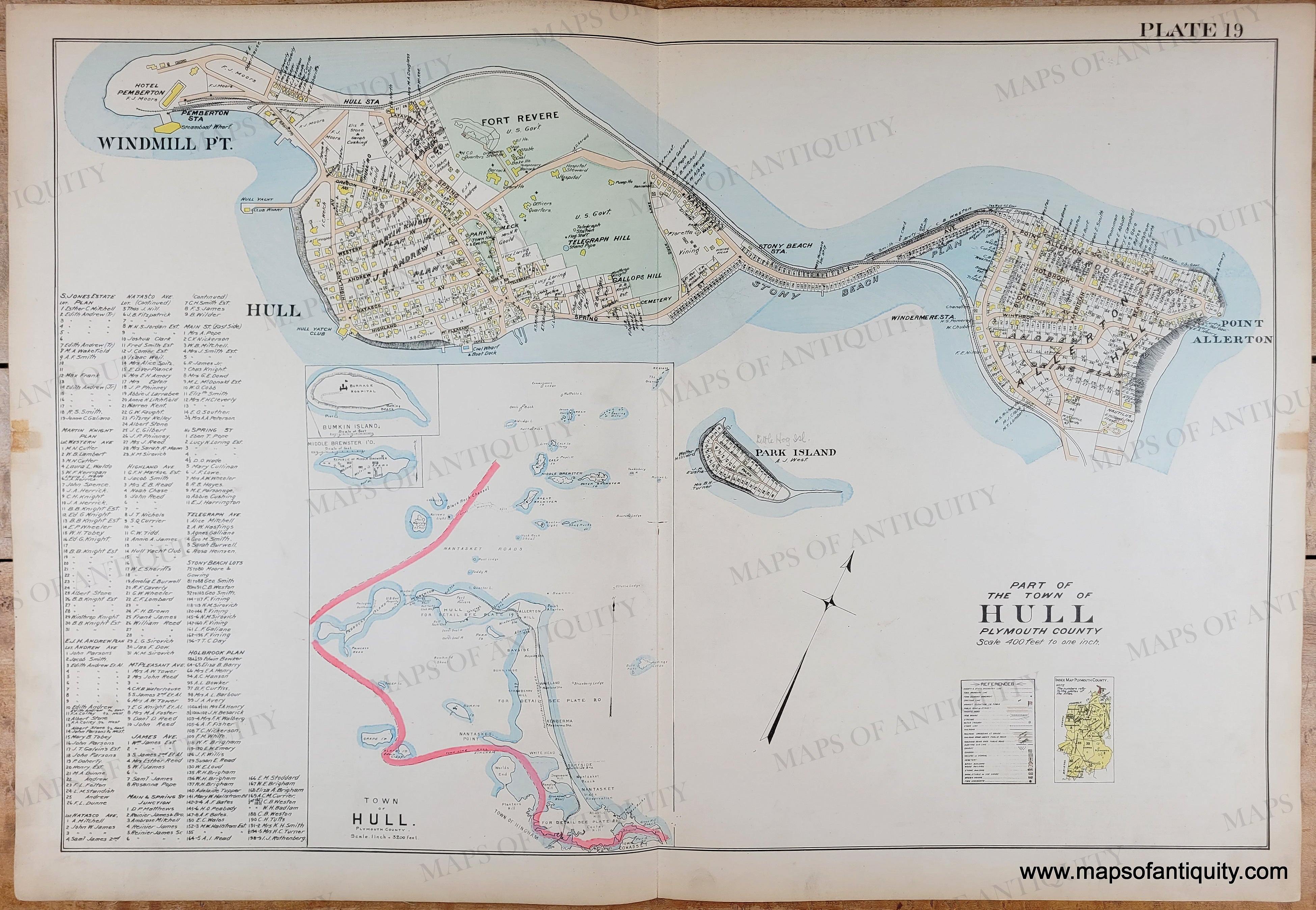 1903 - Town of Hull, Part of the Town of Hull, Plate 19 (MA) - Antique ...