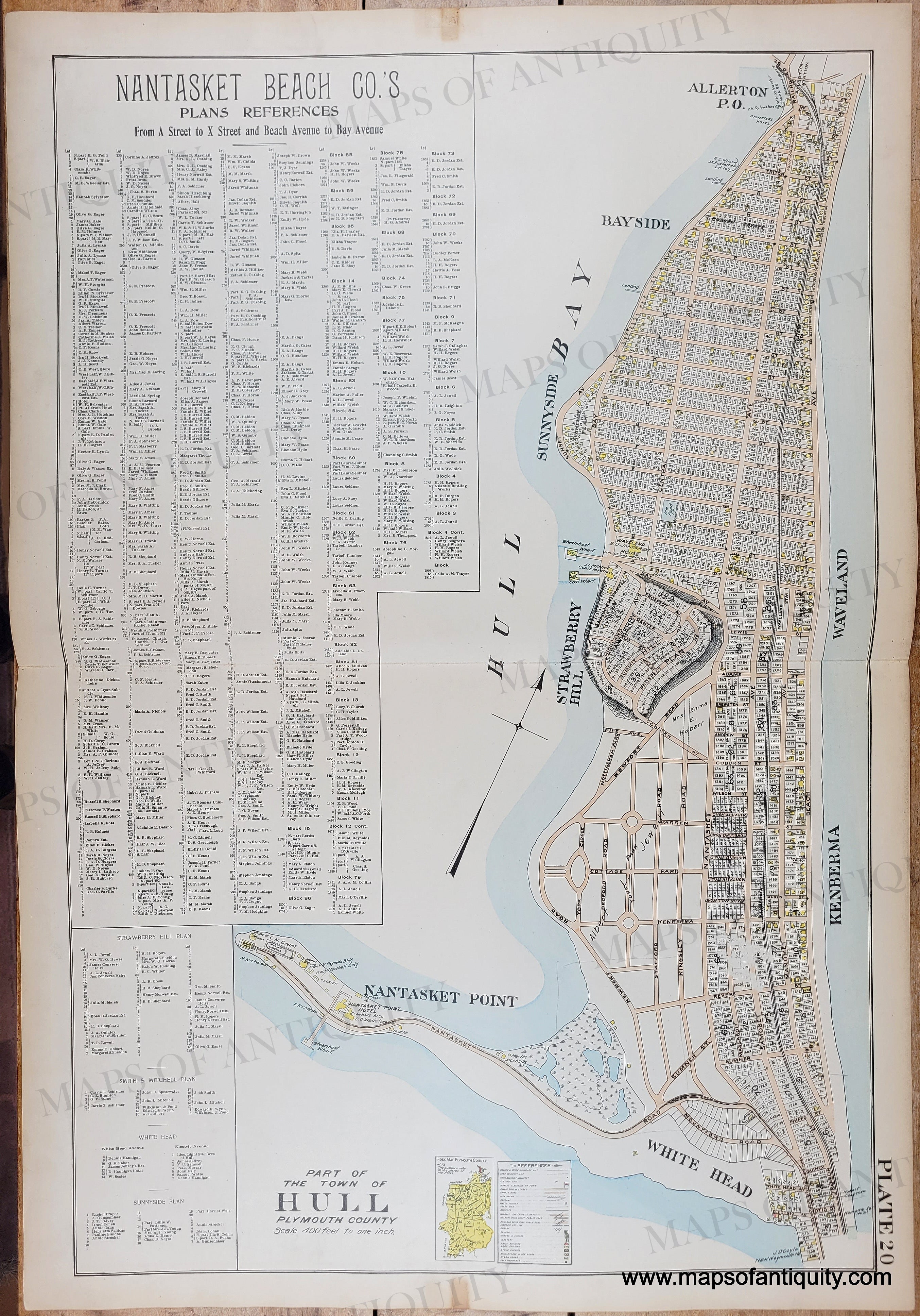 1903 - Part of the Town of Hull, Plate 20 (MA) - Antique Map – Maps of ...