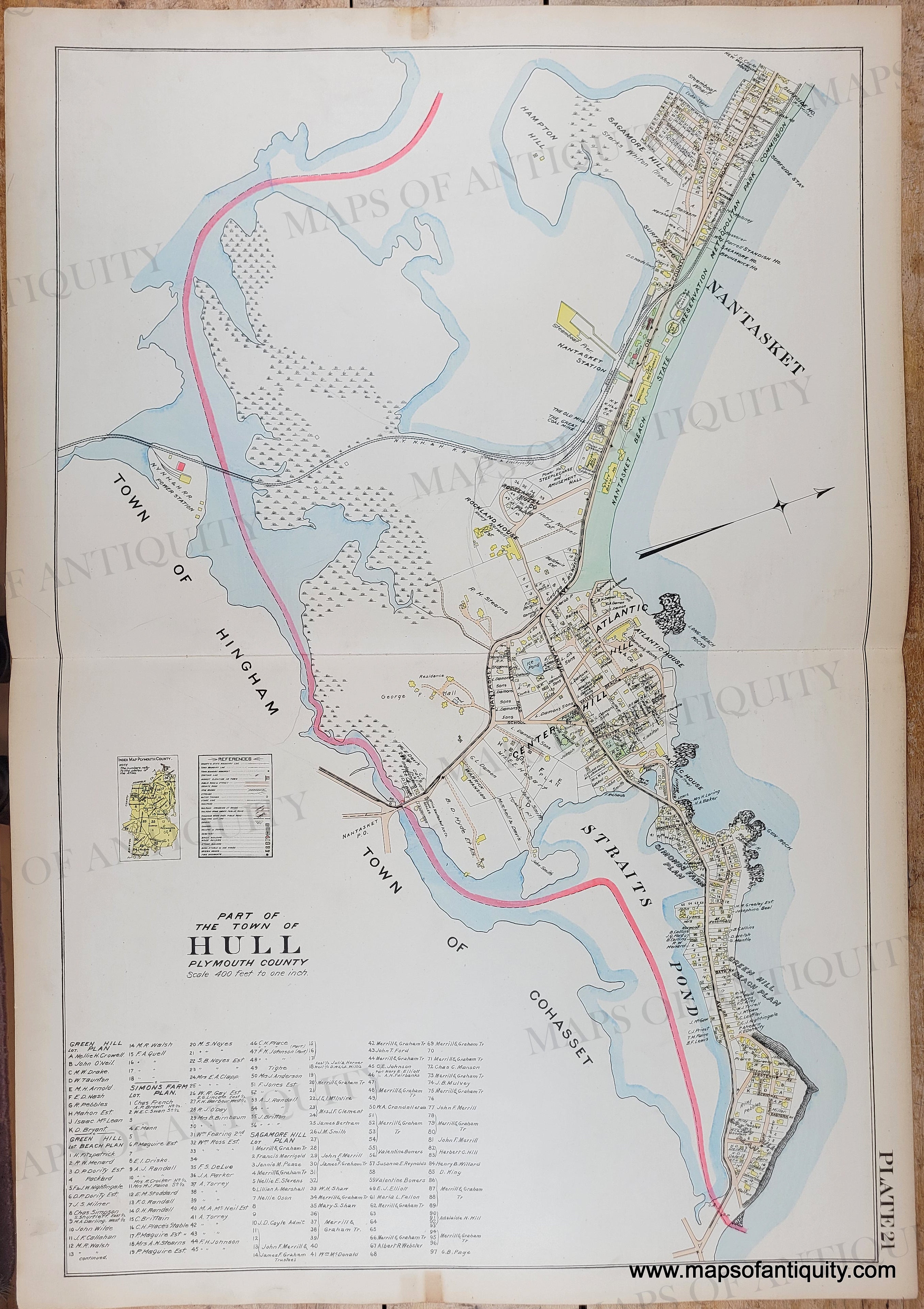 1903 - Part of the Town of Hull, Plate 21 (MA) - Antique Map – Maps of ...