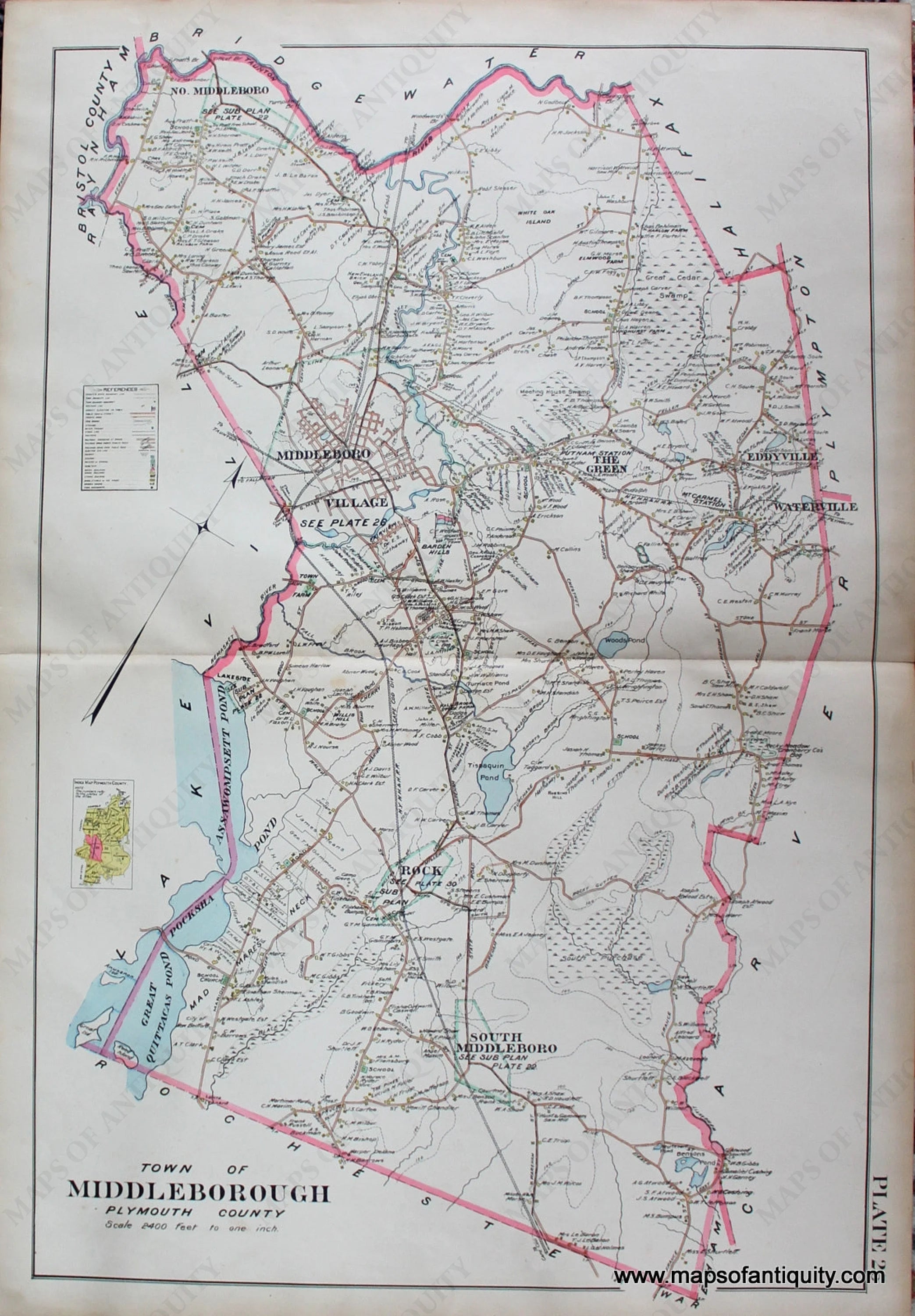 1903 - Town of Middleborough (MA) - Antique Map – Maps of Antiquity