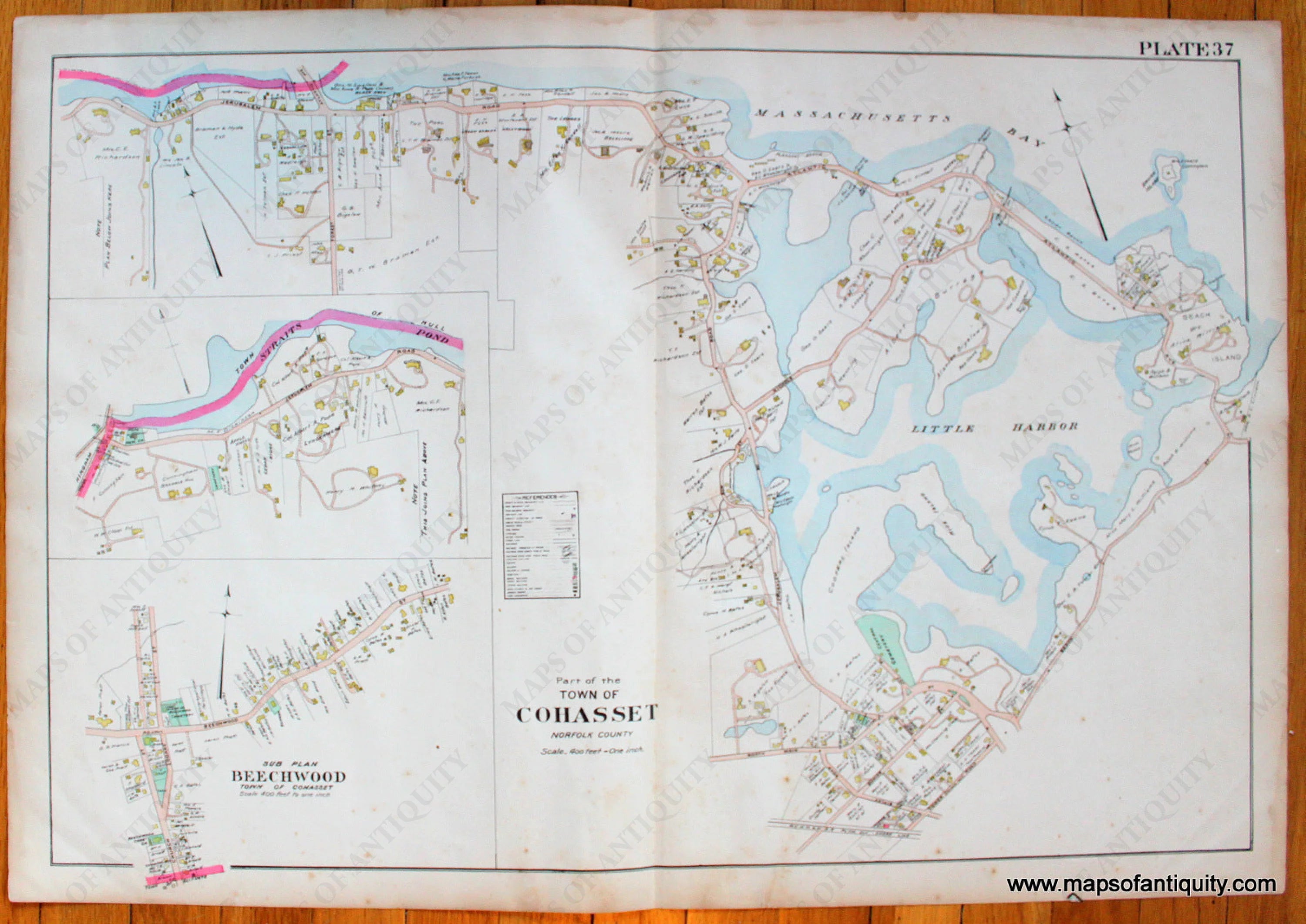 1903 - Cohasset-Mass. - Antique Map – Maps of Antiquity