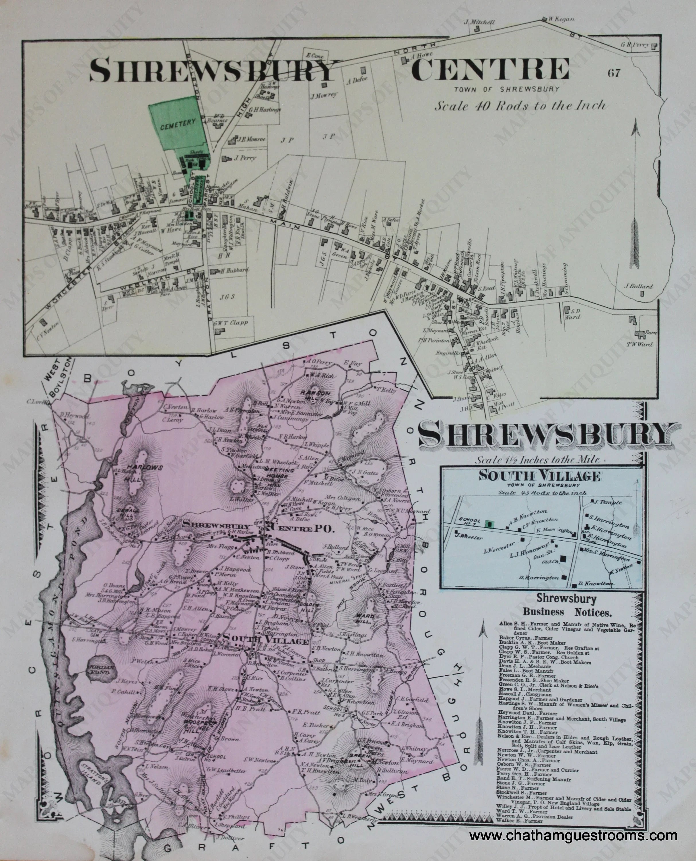 1870 - Shrewsbury, Shrewsbury Centre p. 67 (MA) - Antique Map – Maps of ...
