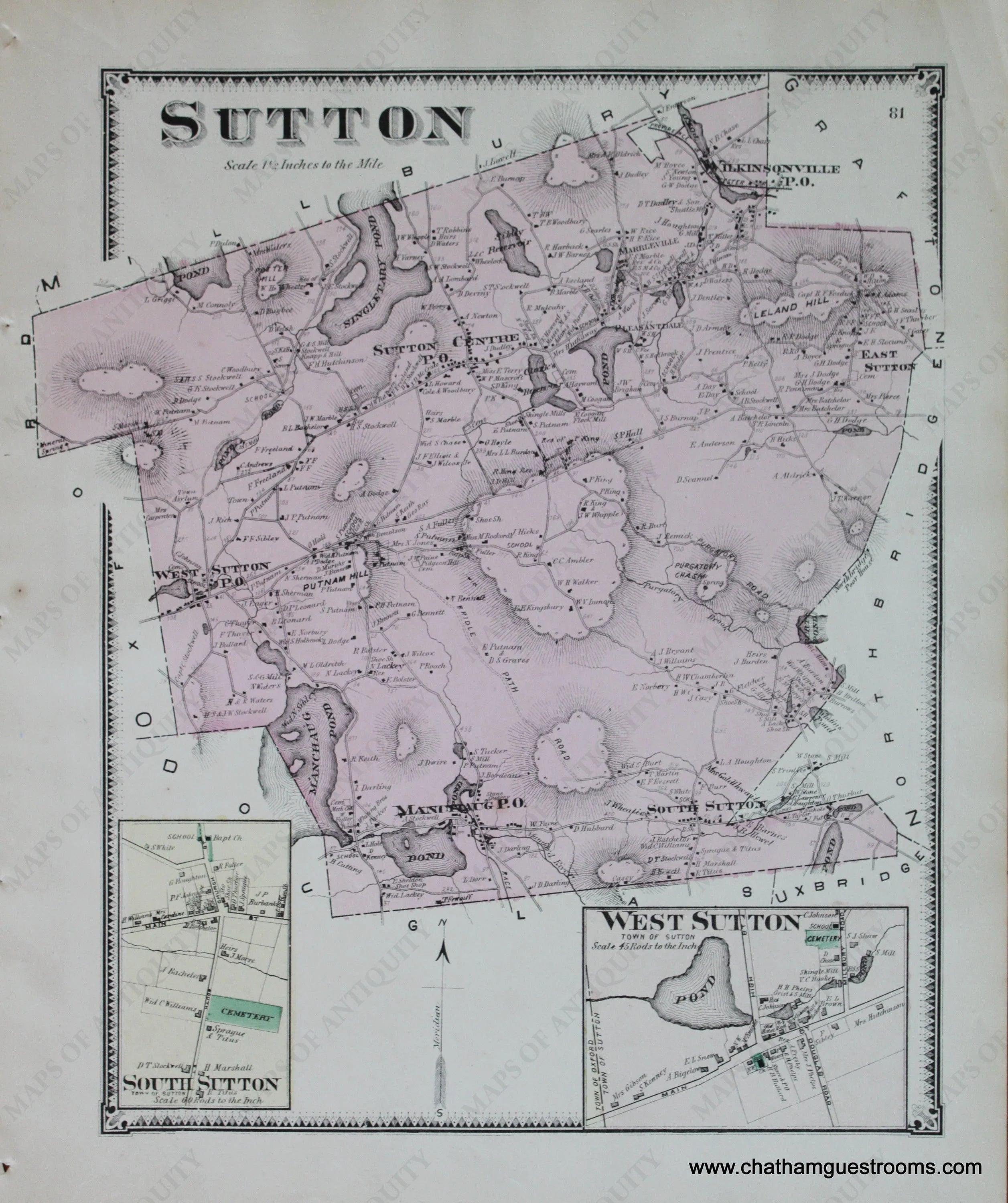 1870 - Sutton, West and South Sutton p. 81 (MA) - Antique Map – Maps of ...