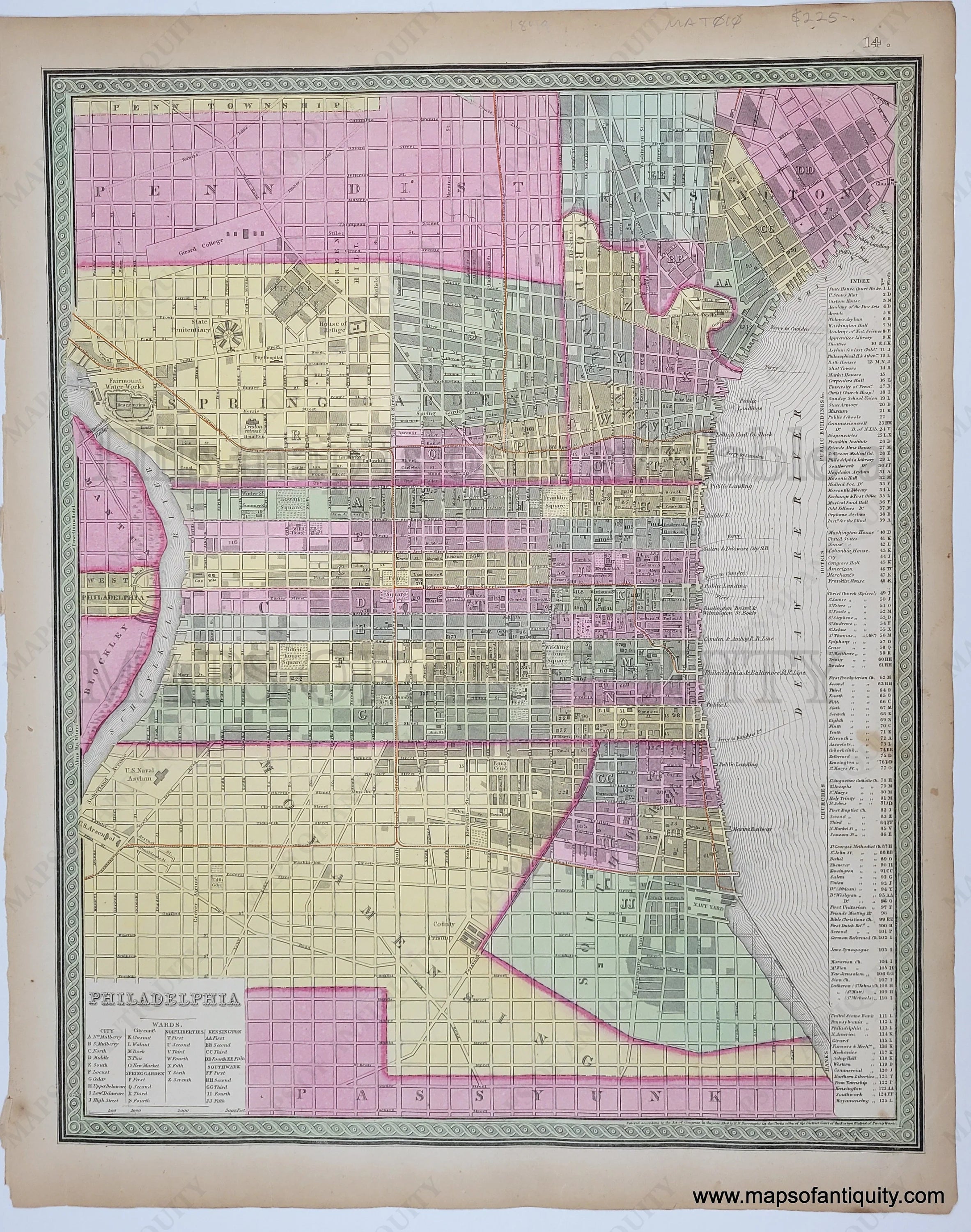 1849 - Philadelphia - Antique Map – Maps of Antiquity