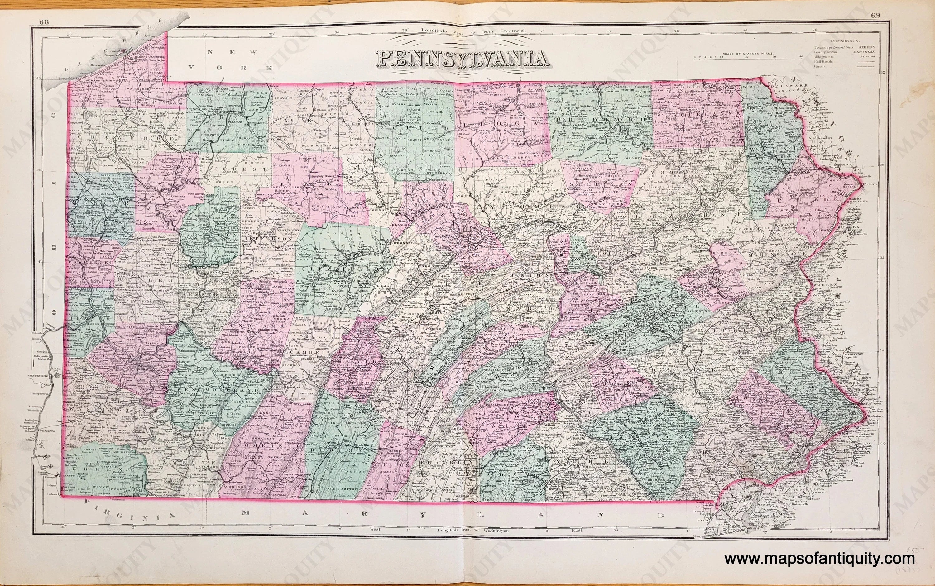 1875 - Pennsylvania - Antique Map – Maps of Antiquity