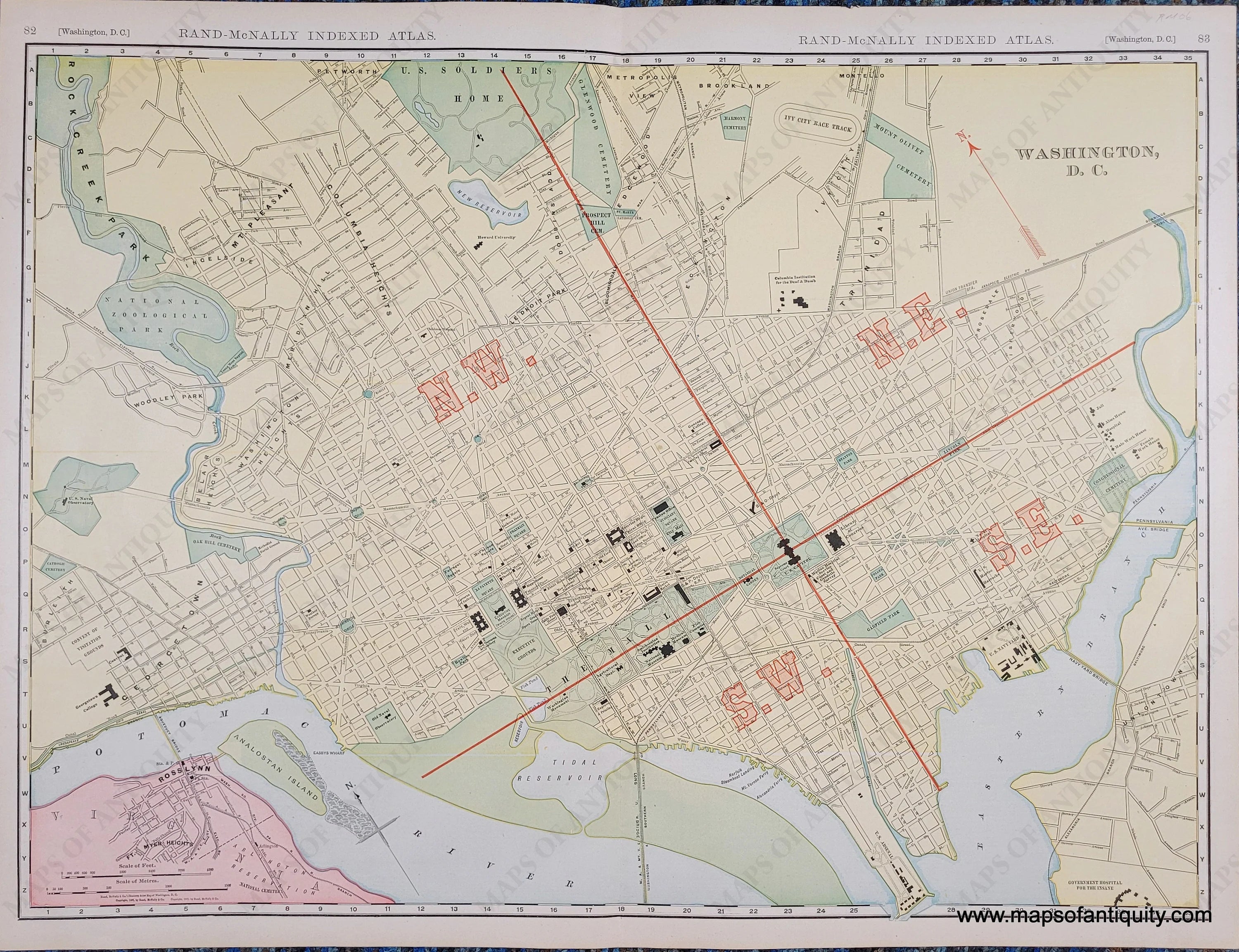 Map Of Washington Dc 1908 Washington, DC Downtown Map