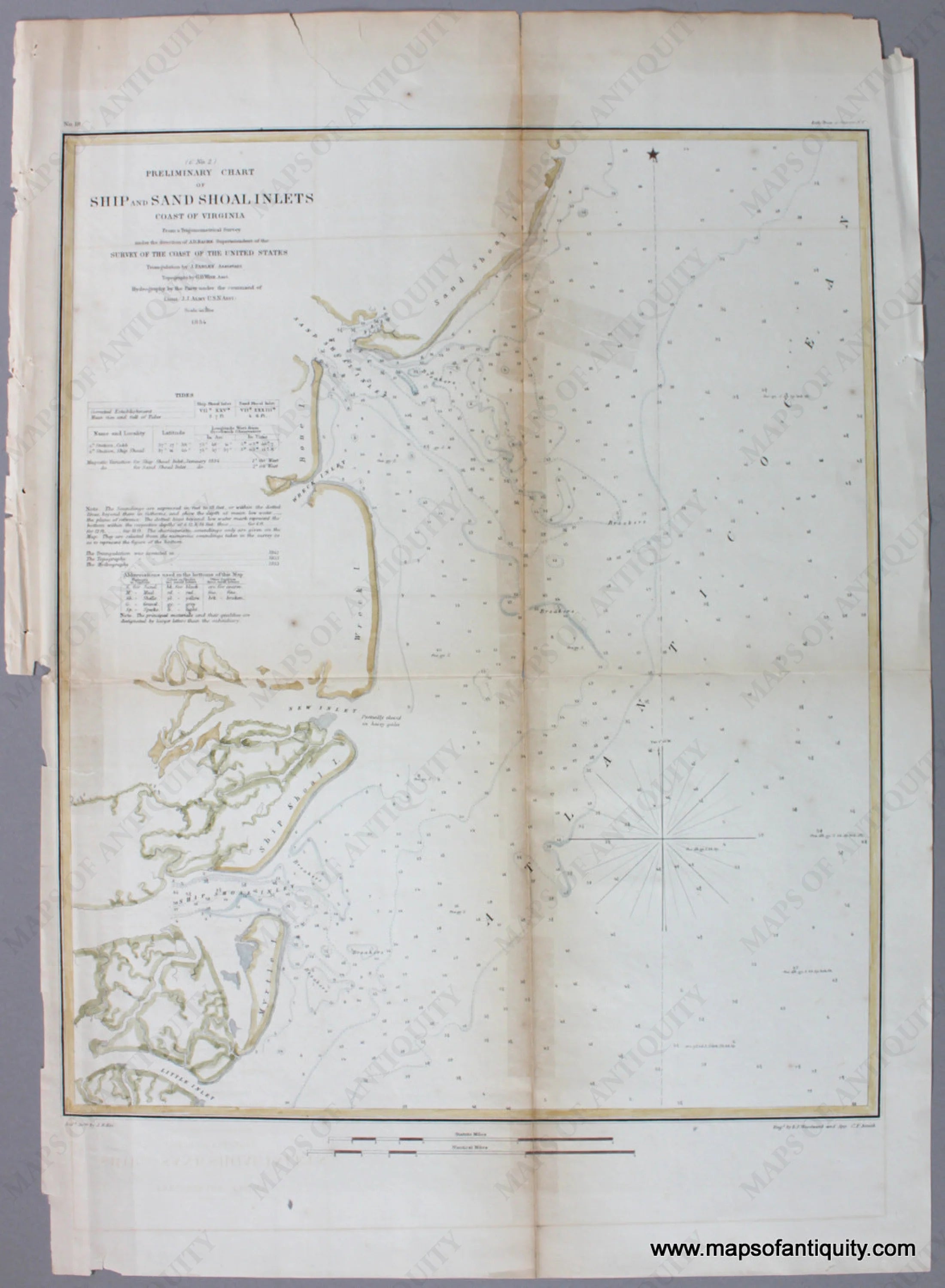 1854 - Preliminary Chart of Ship and Sand Shoal Inlets Coast of Virgin ...