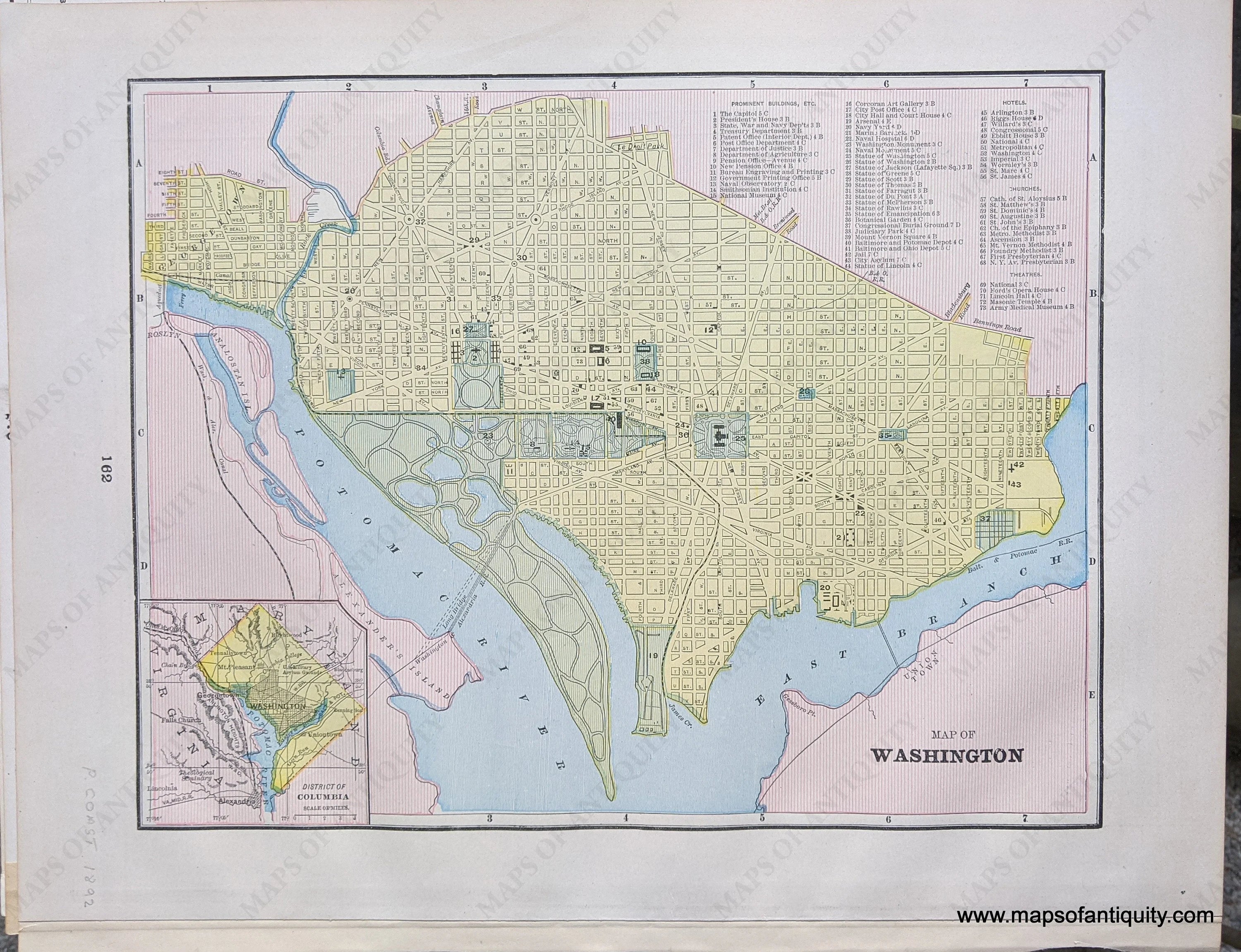 1892 - Map of Washington DC; versos: New Driving Map of Philadelphia ...