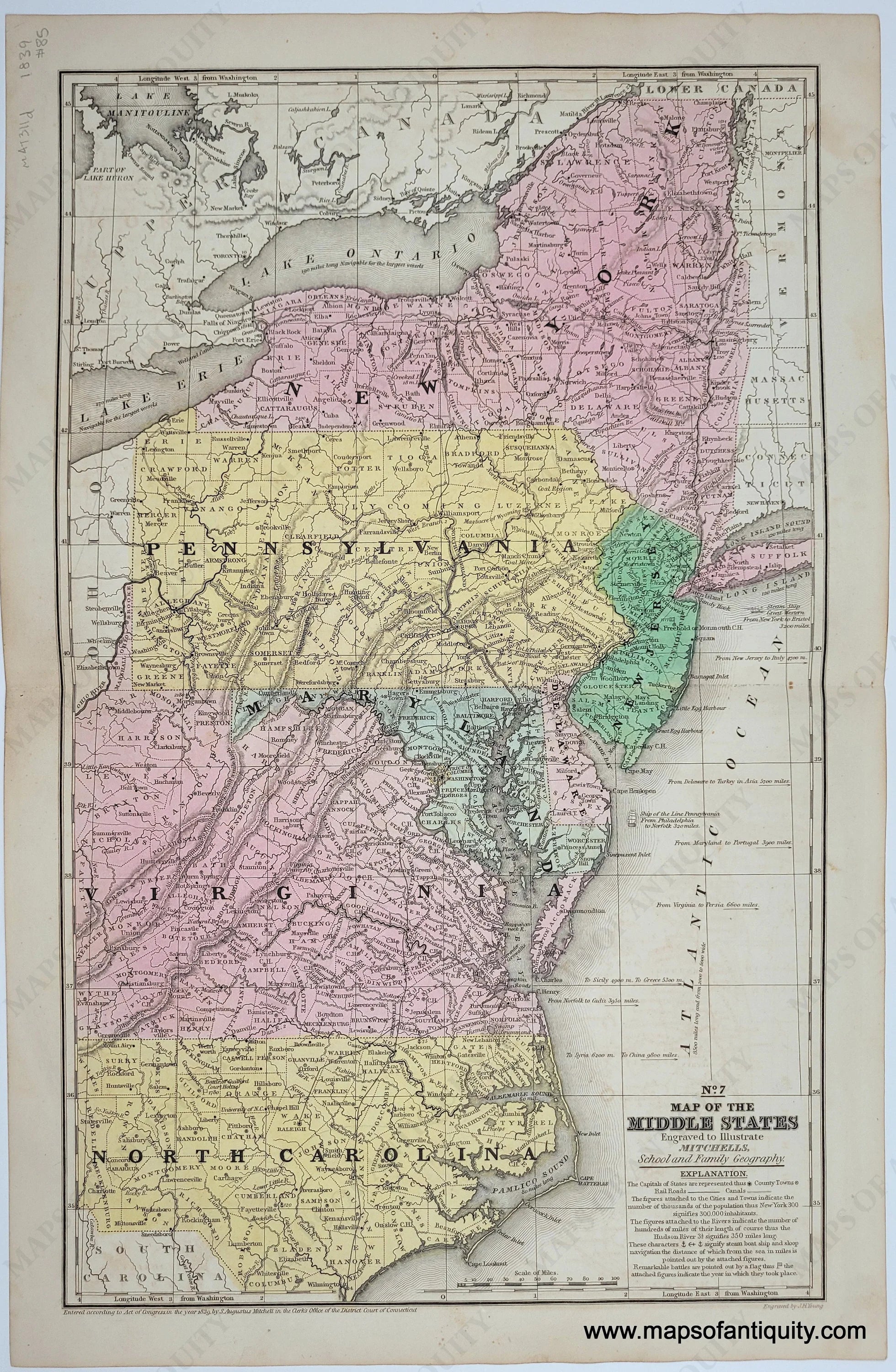 1839 - No. 7 Map of the Middle States, Engraved to Illustrate Mitchell ...