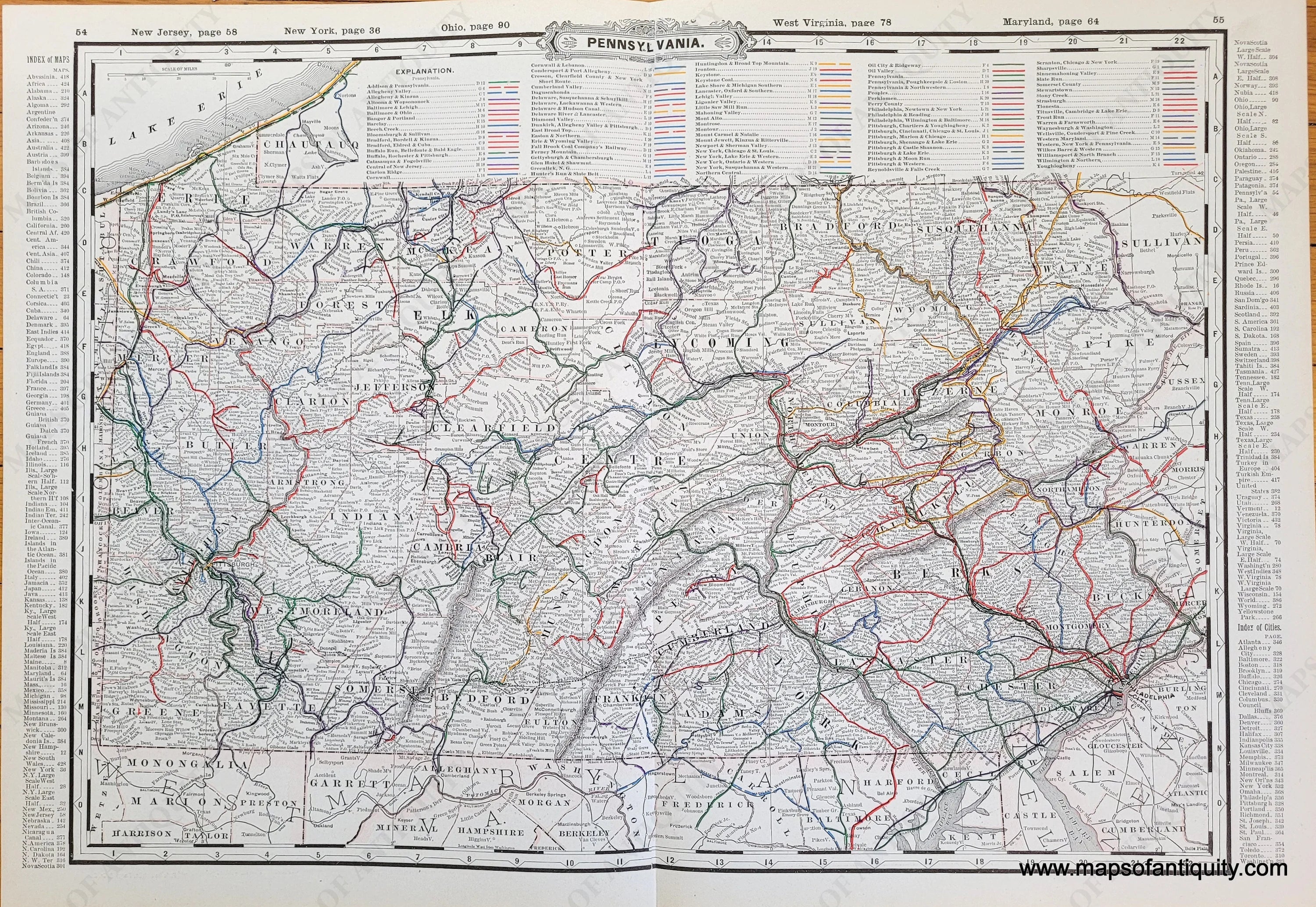 1900 circa Genuine Antique Map Pennsylvania – Maps of Antiquity